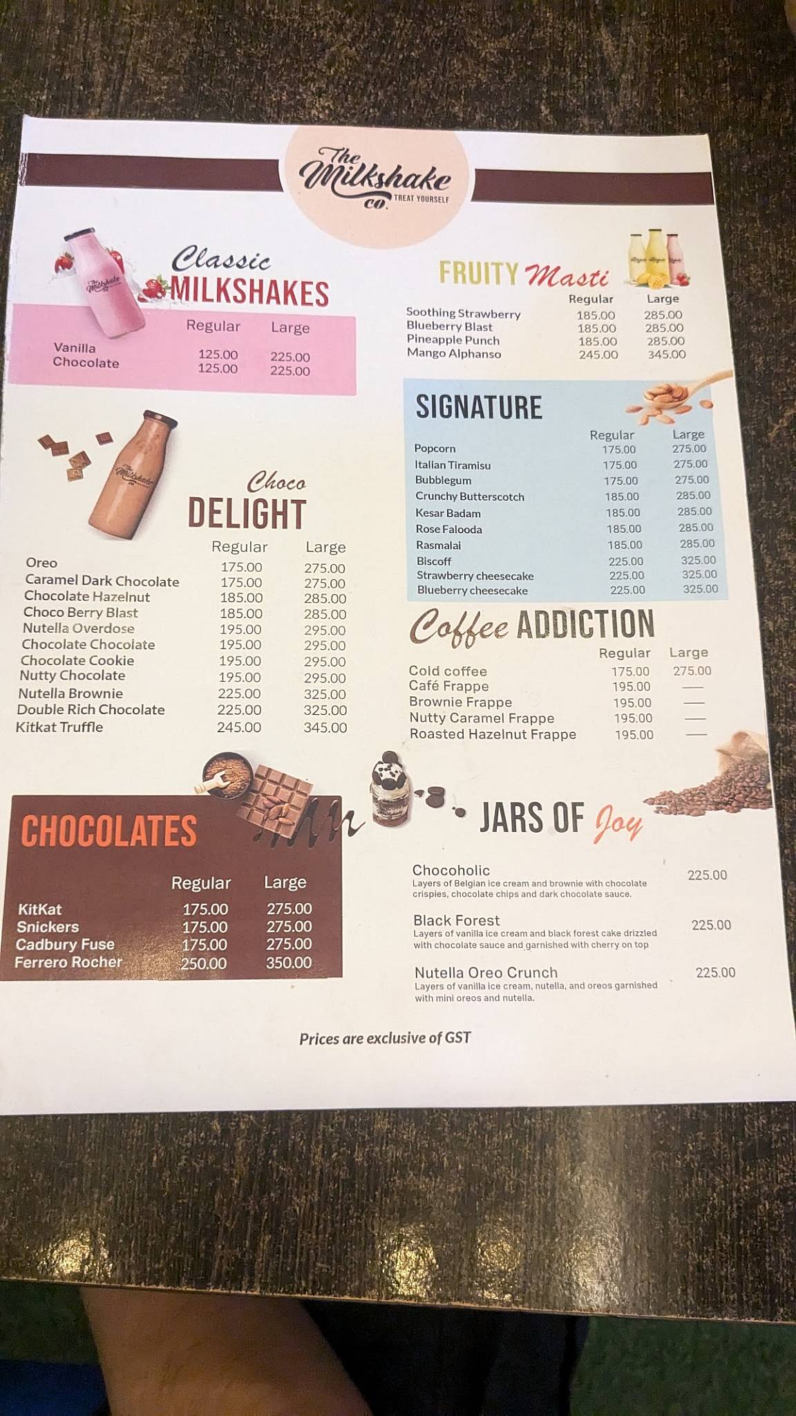 Menu at THE MILKSHAKE CO., Kanpur