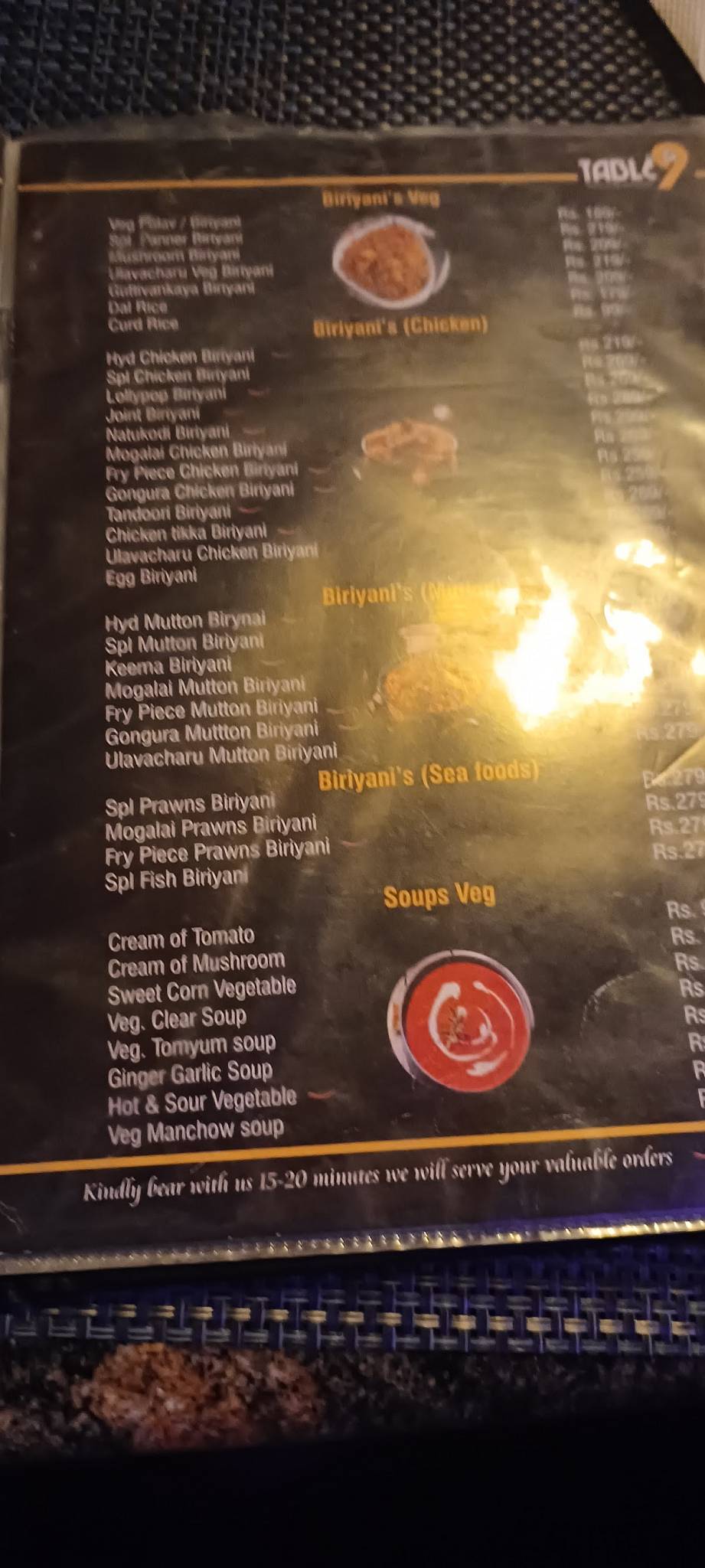 Menu at Di Table 9 Multicuisine Family Restaurant, Tirupati