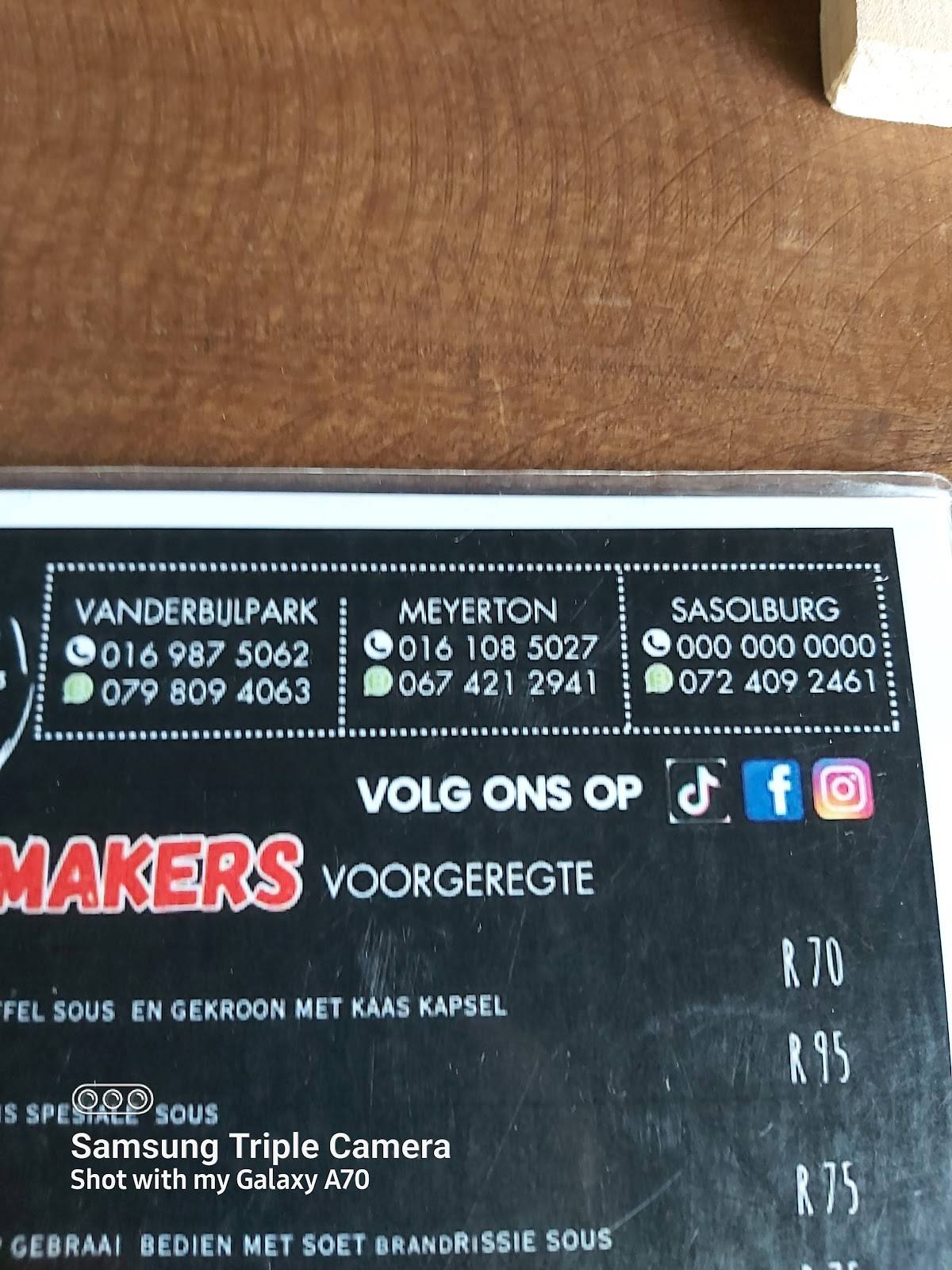 Menu at Die Veiling Sasolburg restaurant, Sasolburg