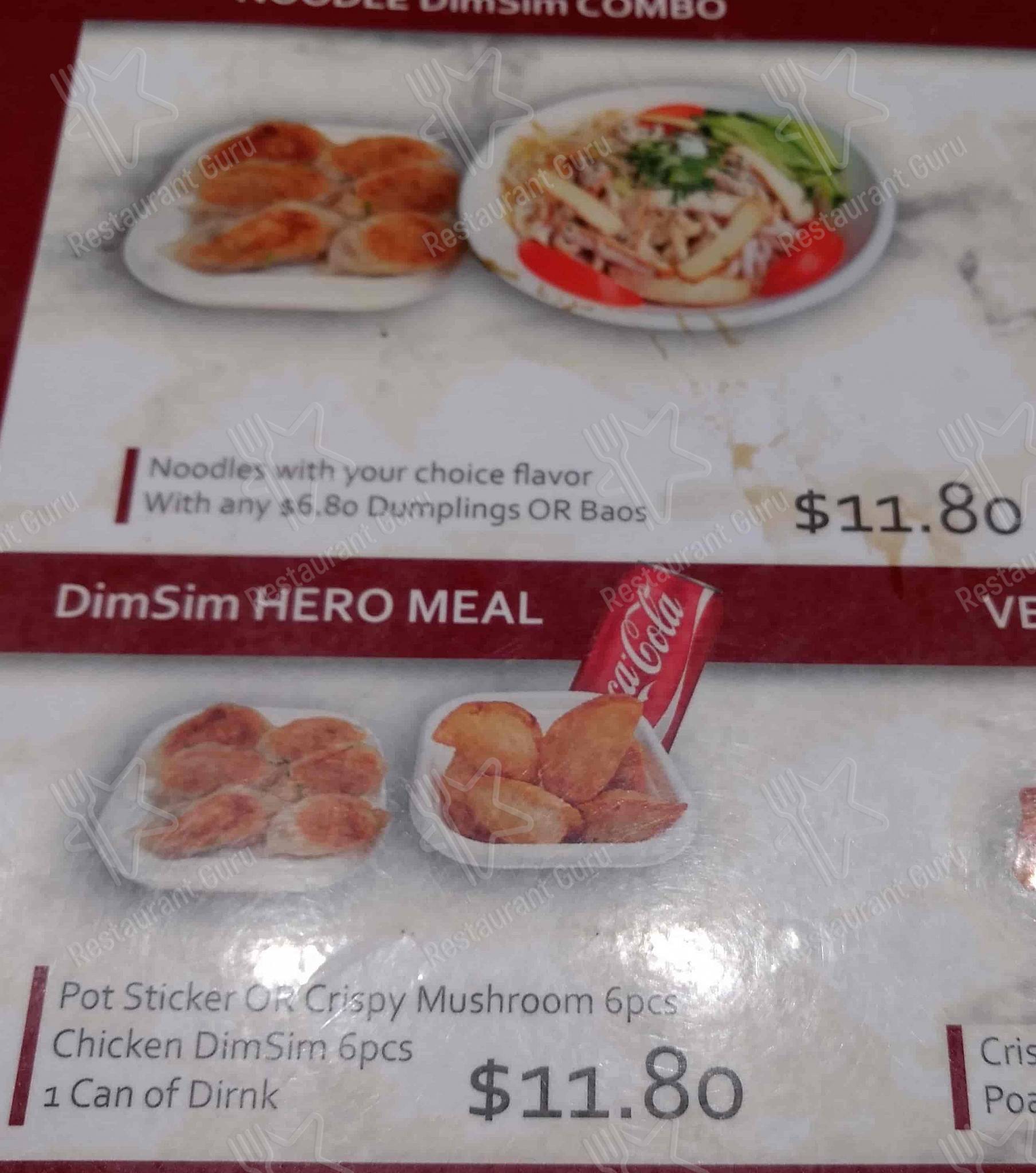 Menu at Dim Sim Dynasty restaurant, Penrith