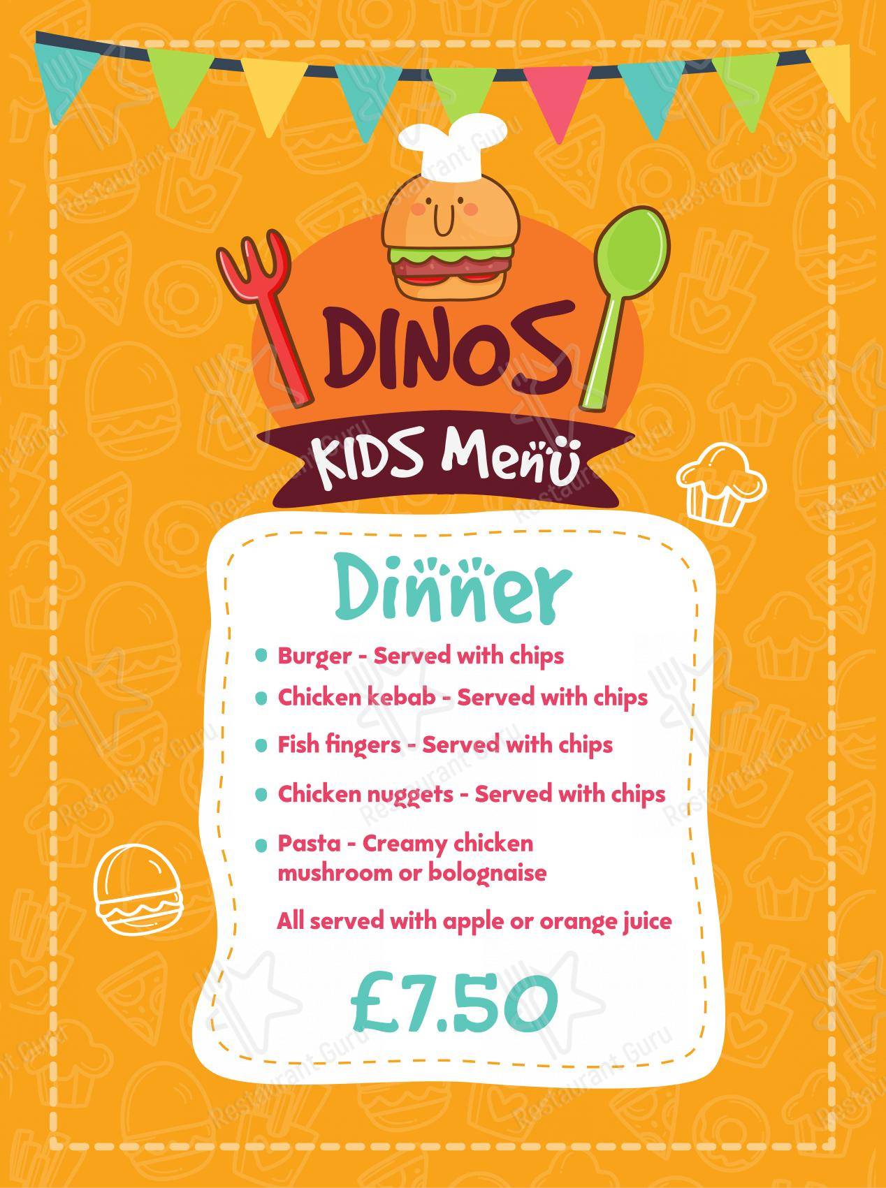 Menu at Dino's Bar & Kitchen, Monton, Manchester, 198 Monton Rd