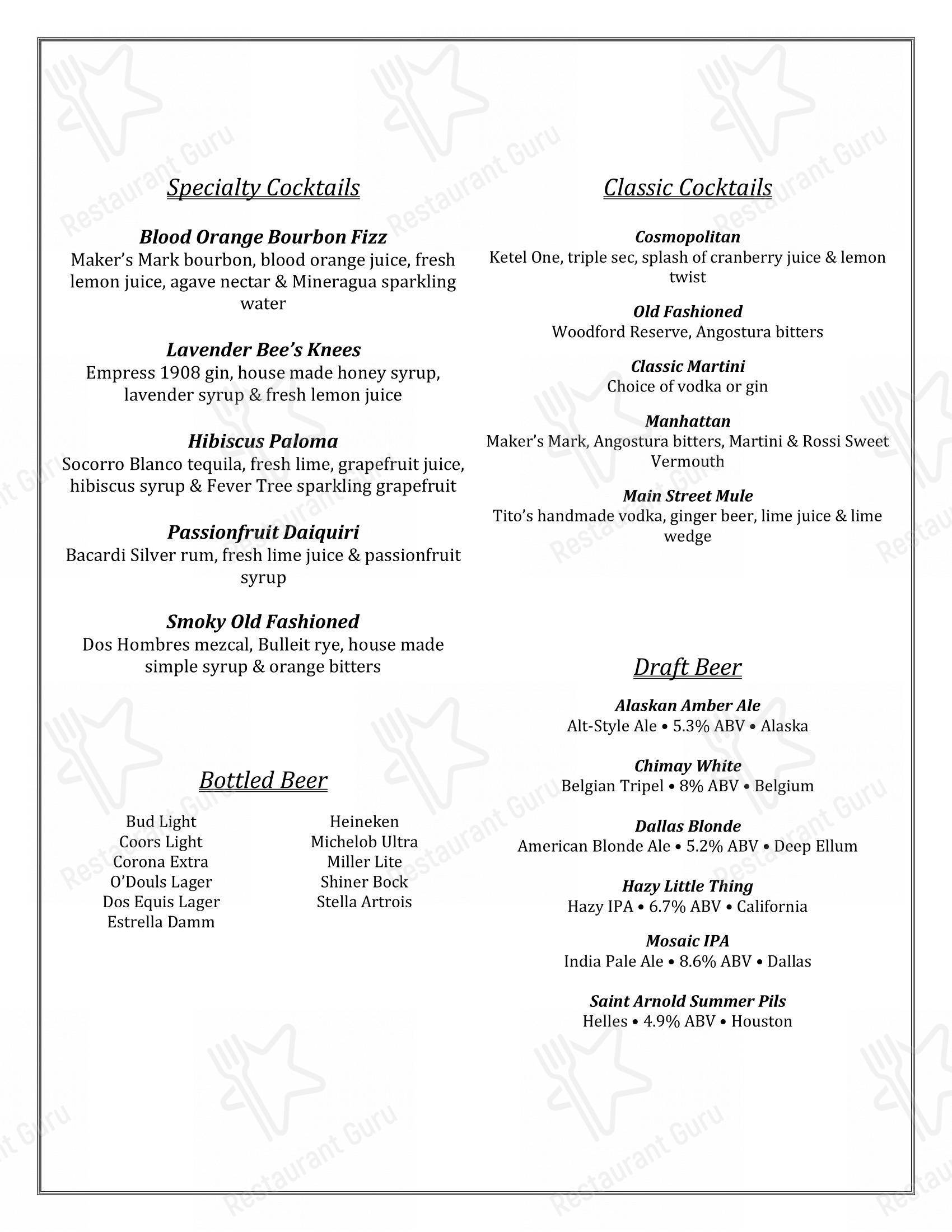 Menu at Dino’s Steak and Claw House steakhouse, Grapevine