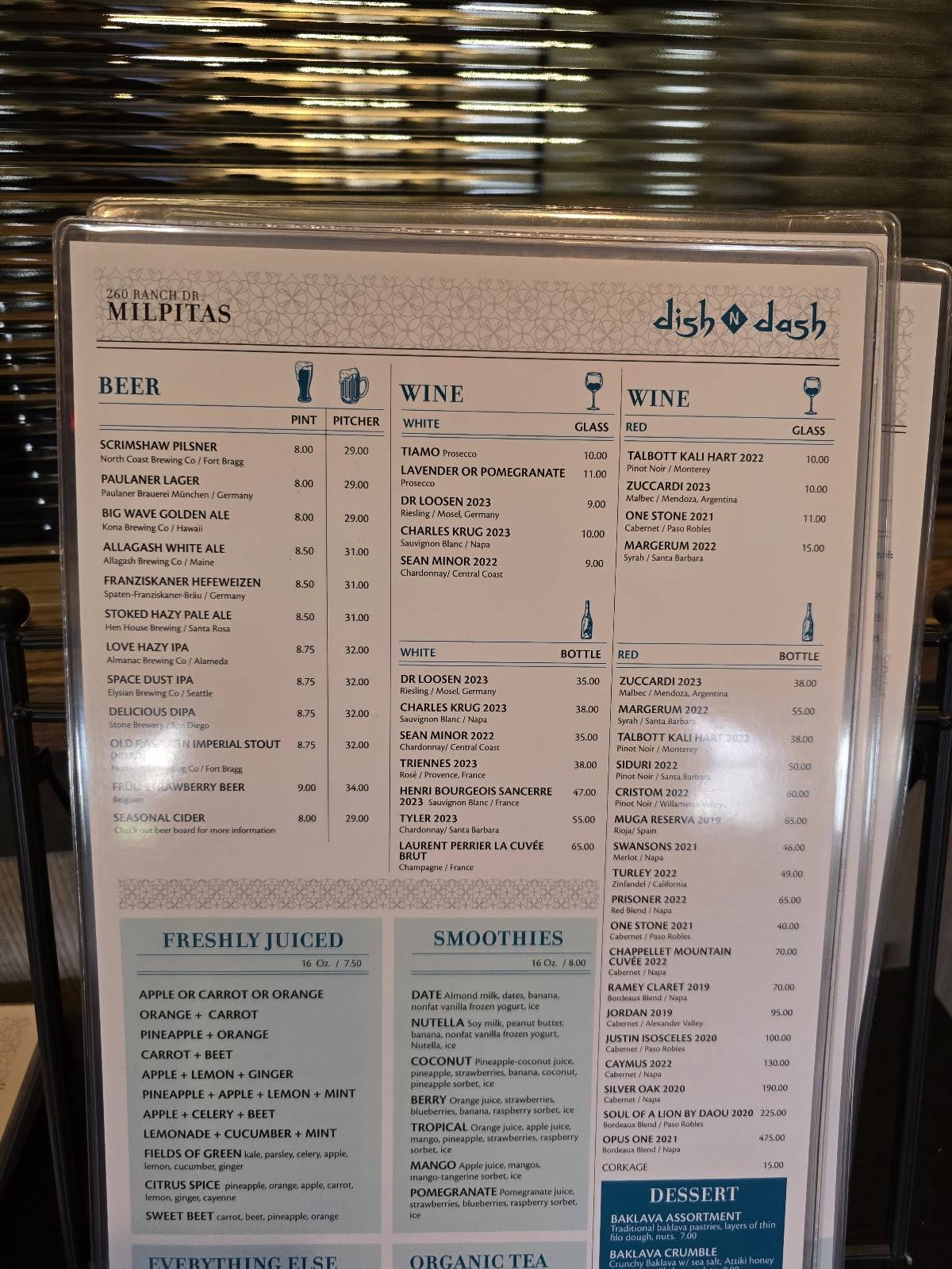 Menu at Dish N Dash restaurant, Milpitas