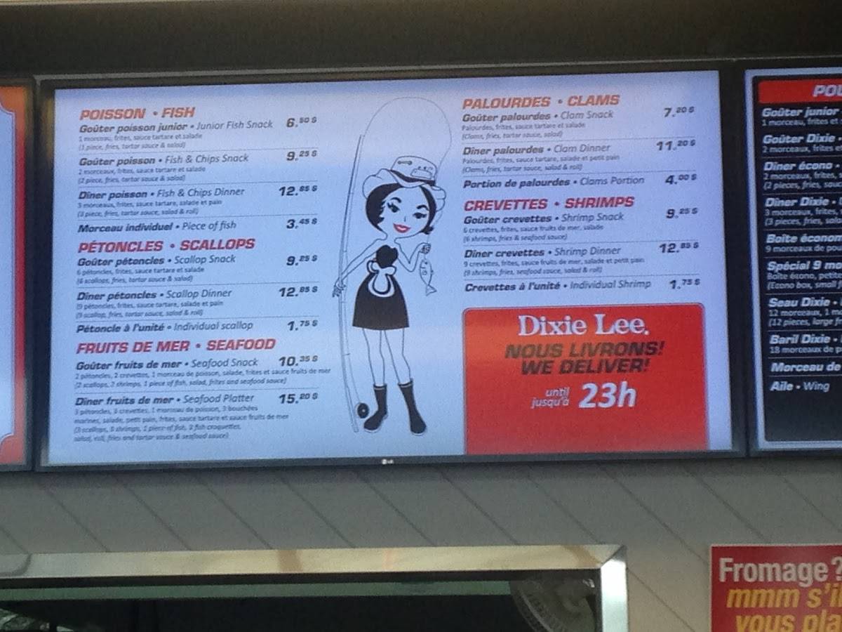 Menu au Restaurant Dixie Lee, Port-Cartier