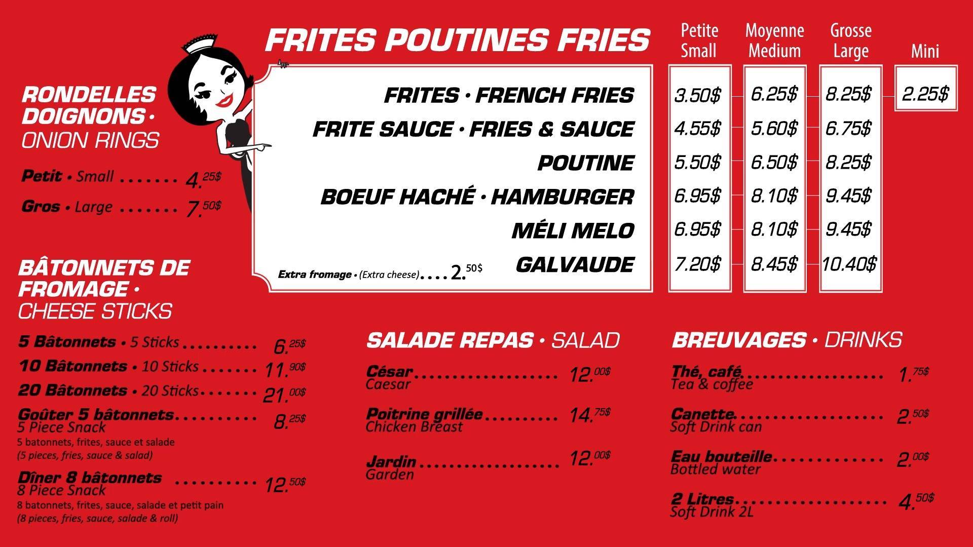 Menu au Restaurant Dixie Lee, Port-Cartier