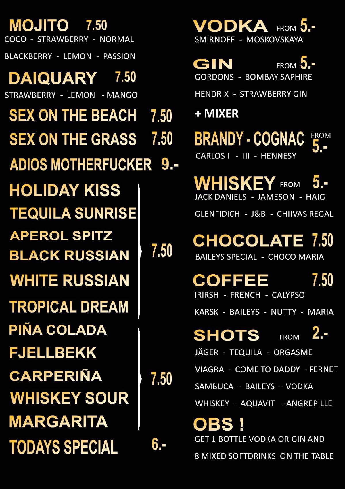 Menu at Do - Re - Mi pub & bar, Maspalomas