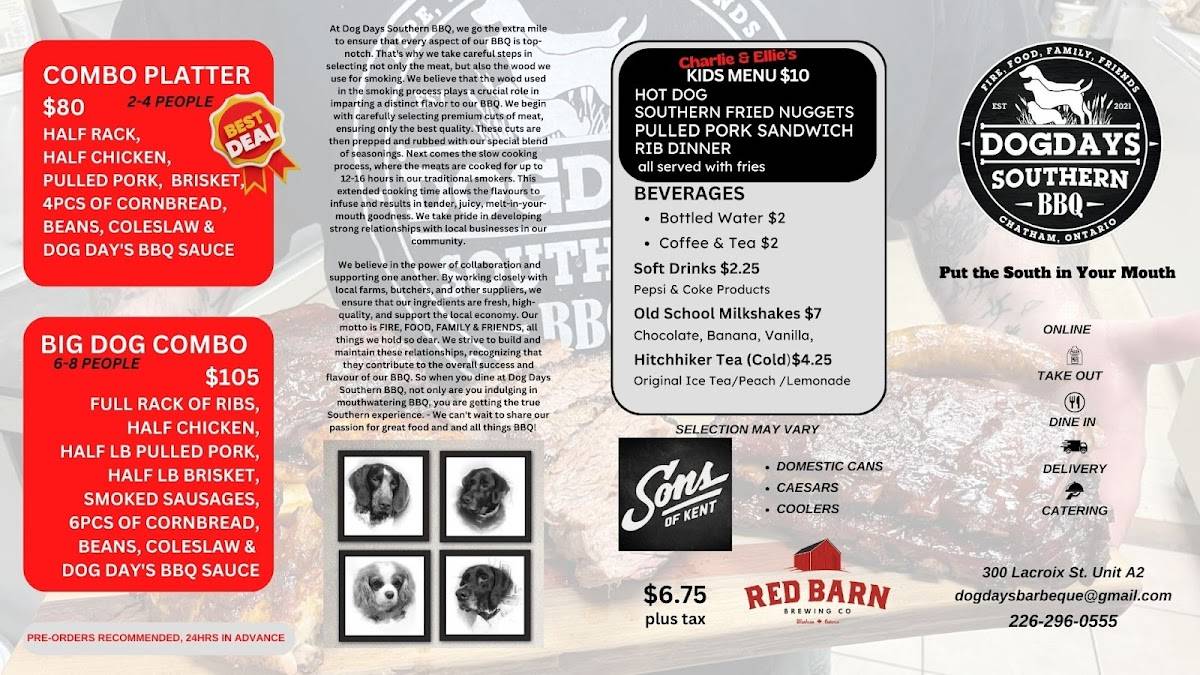 Menu at Dog Days Barbeque, Chatham-Kent, 300 Lacroix St Unit A2