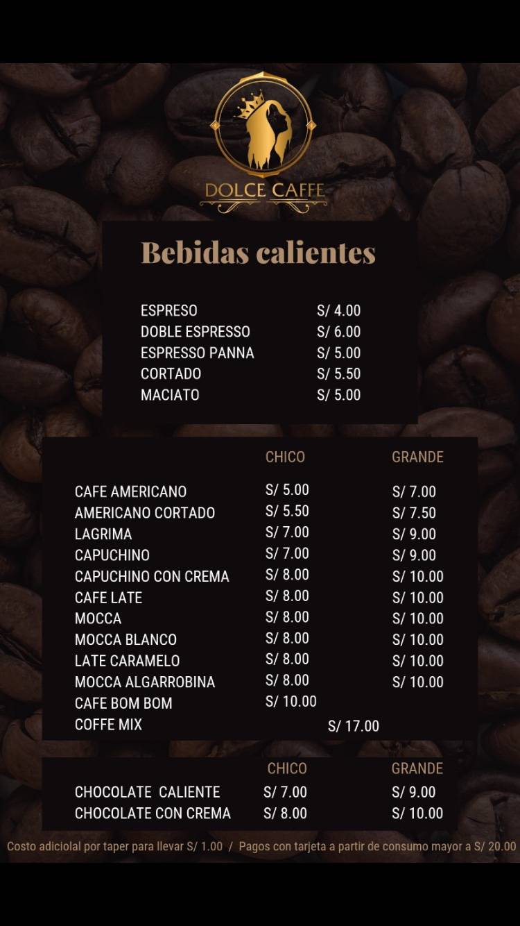 Carta de Dolce Caffe, Huanuco