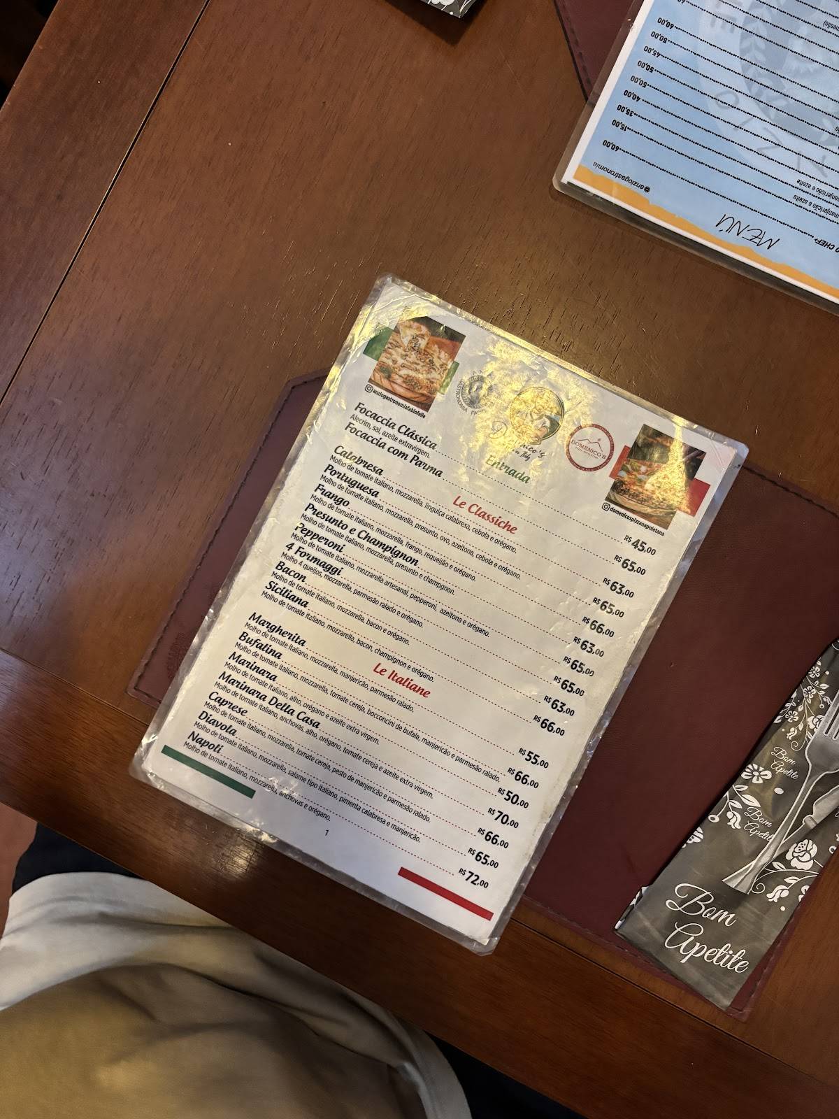 Menu em Domenico's Pizza Napoletana restaurante, Fortaleza