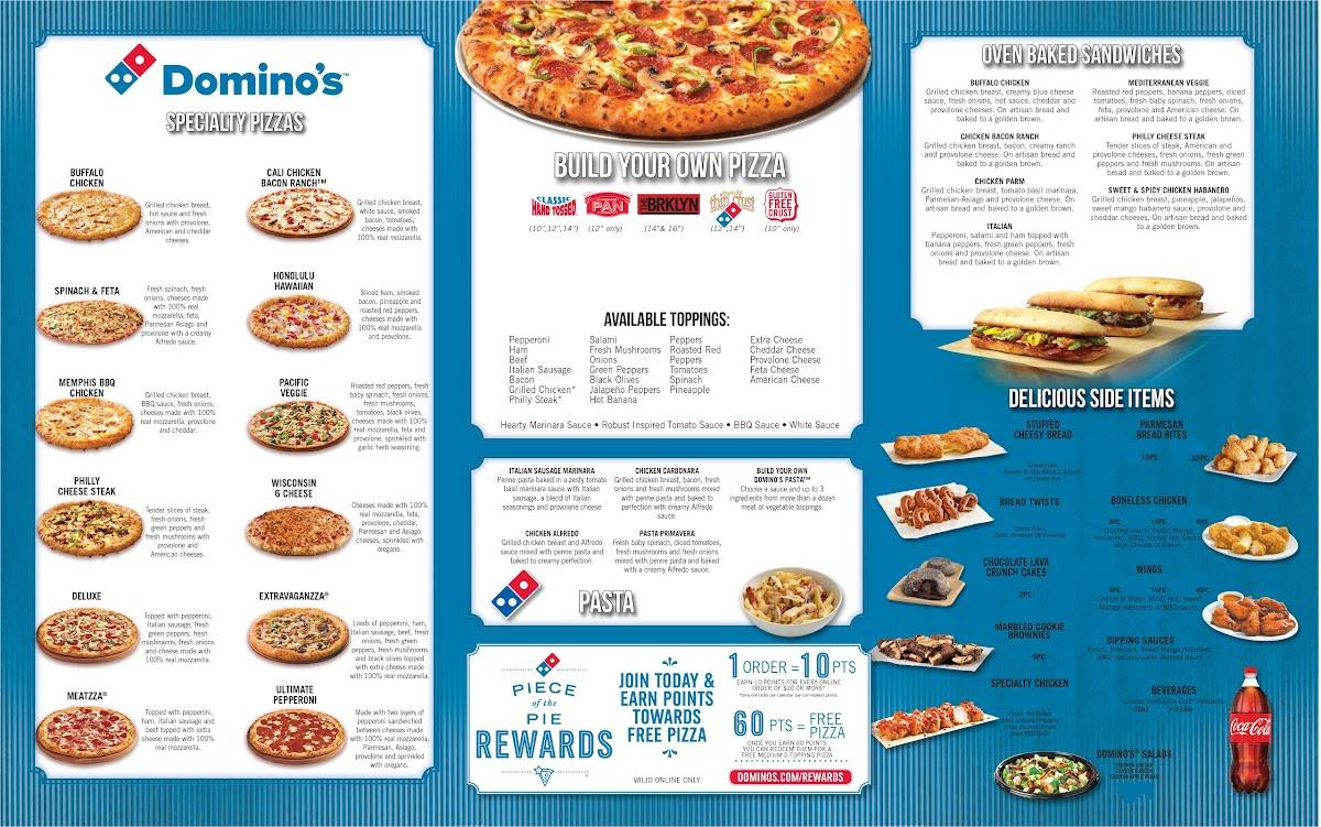 Menu at Domino's Pizza pizzeria, Lincolnton