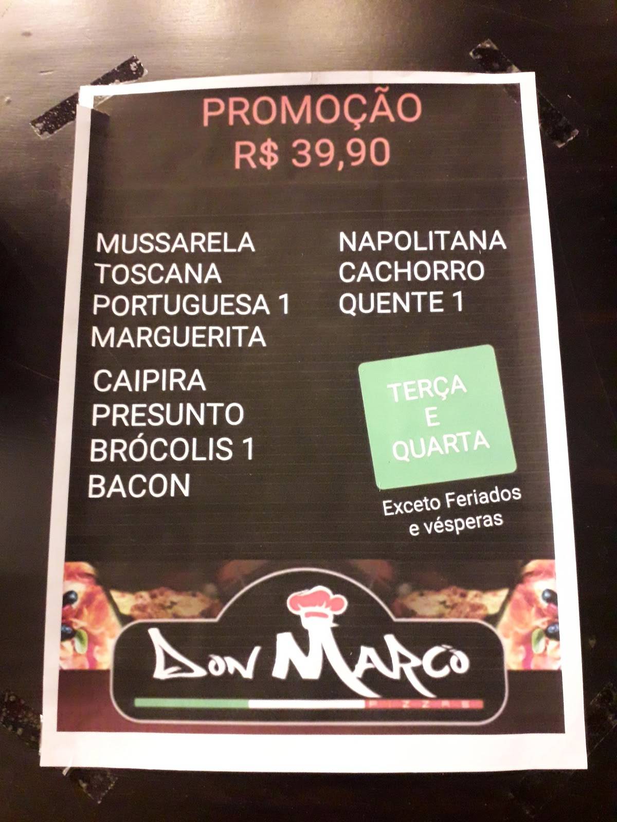 Menu em Don Marco Pizzas restaurante, Vinhedo