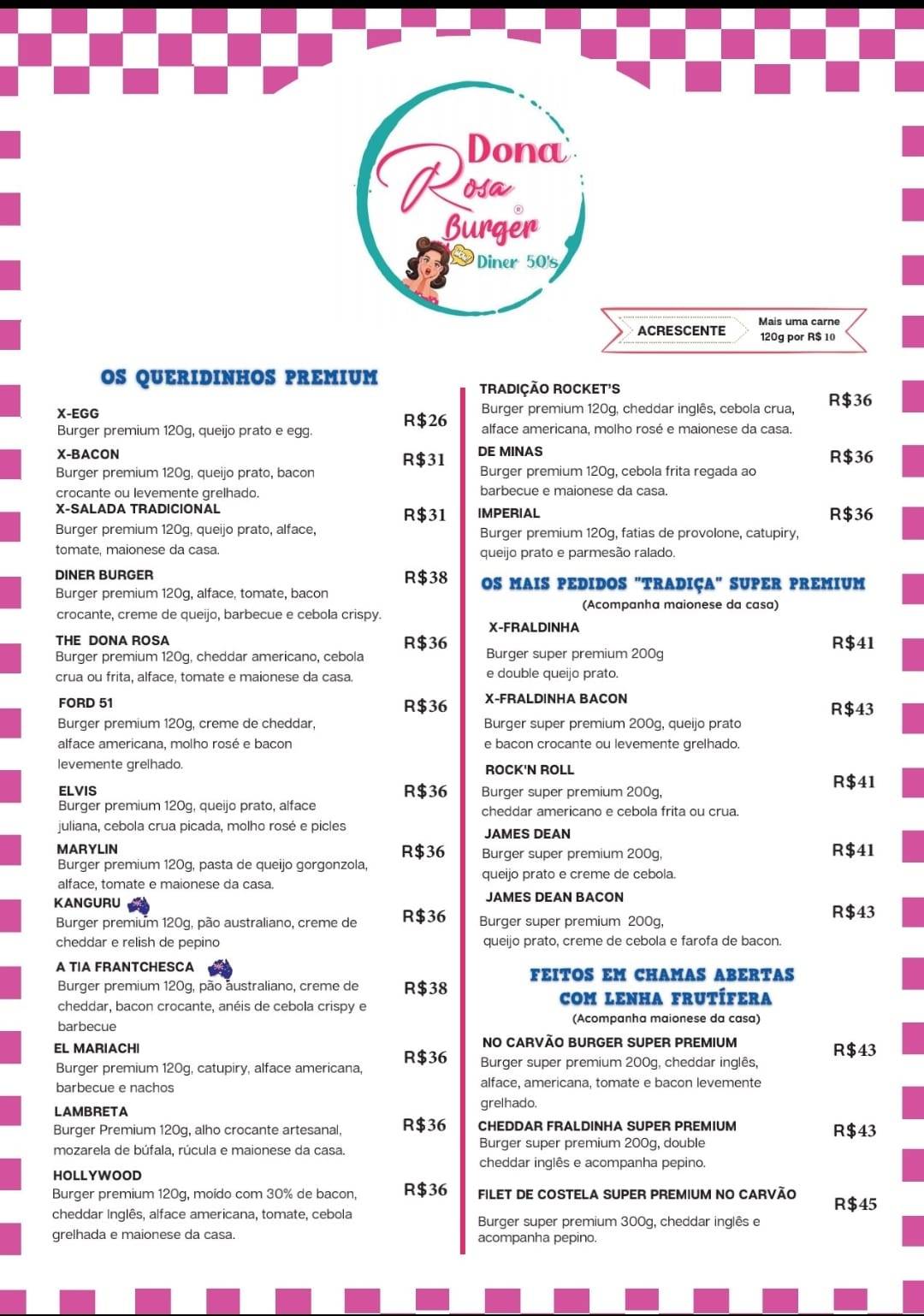 Menu em Dona Rosa Burger restaurante de fast food, São Paulo