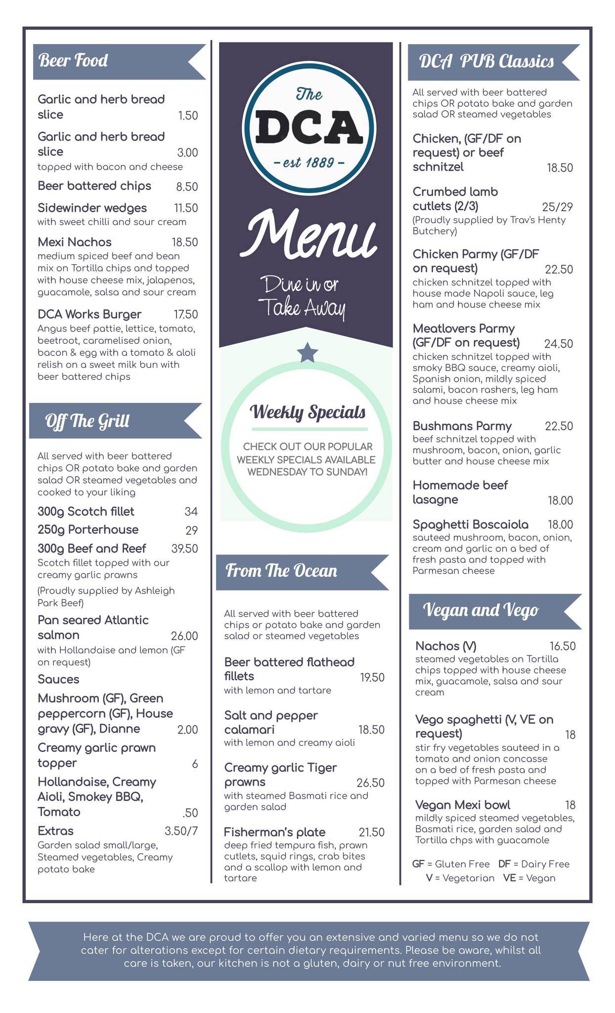 Menu at Doodle Cooma Arms Hotel pub & bar, Henty