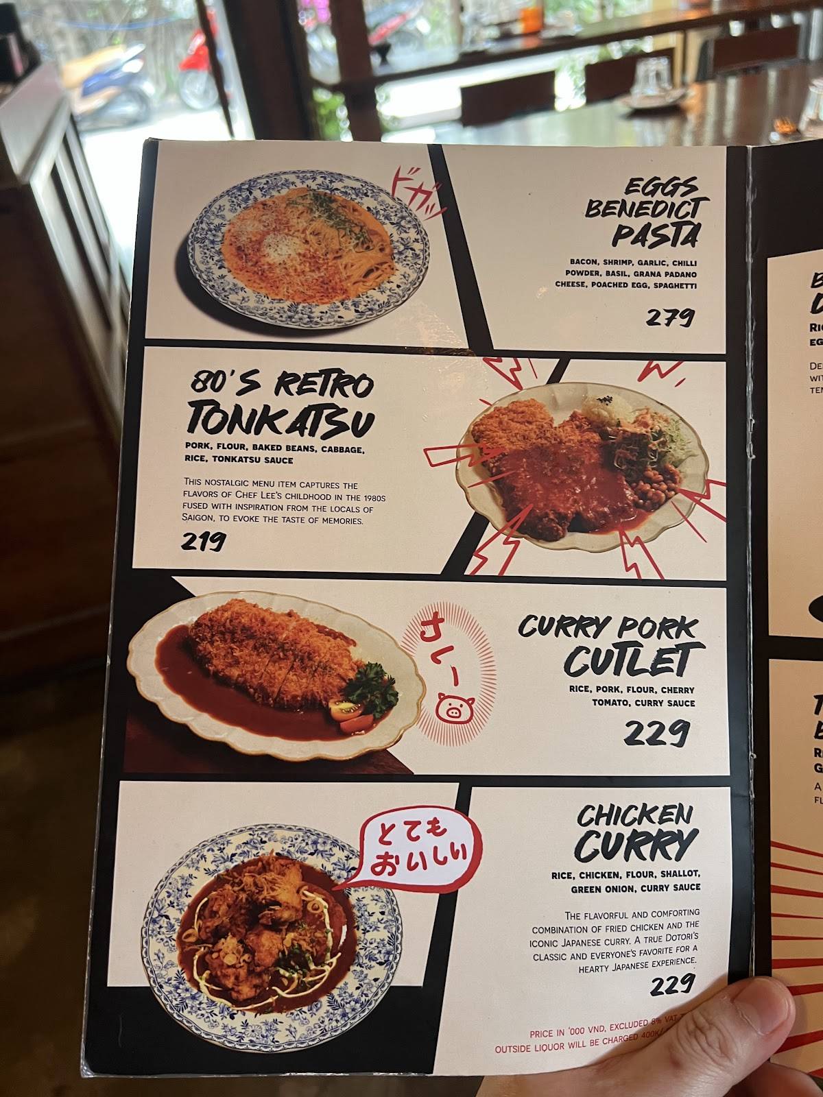 Menu at Dotori Dining restaurant, Ho Chi Minh City