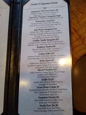 Menu at Double D Steak LLC steakhouse, Fortuna