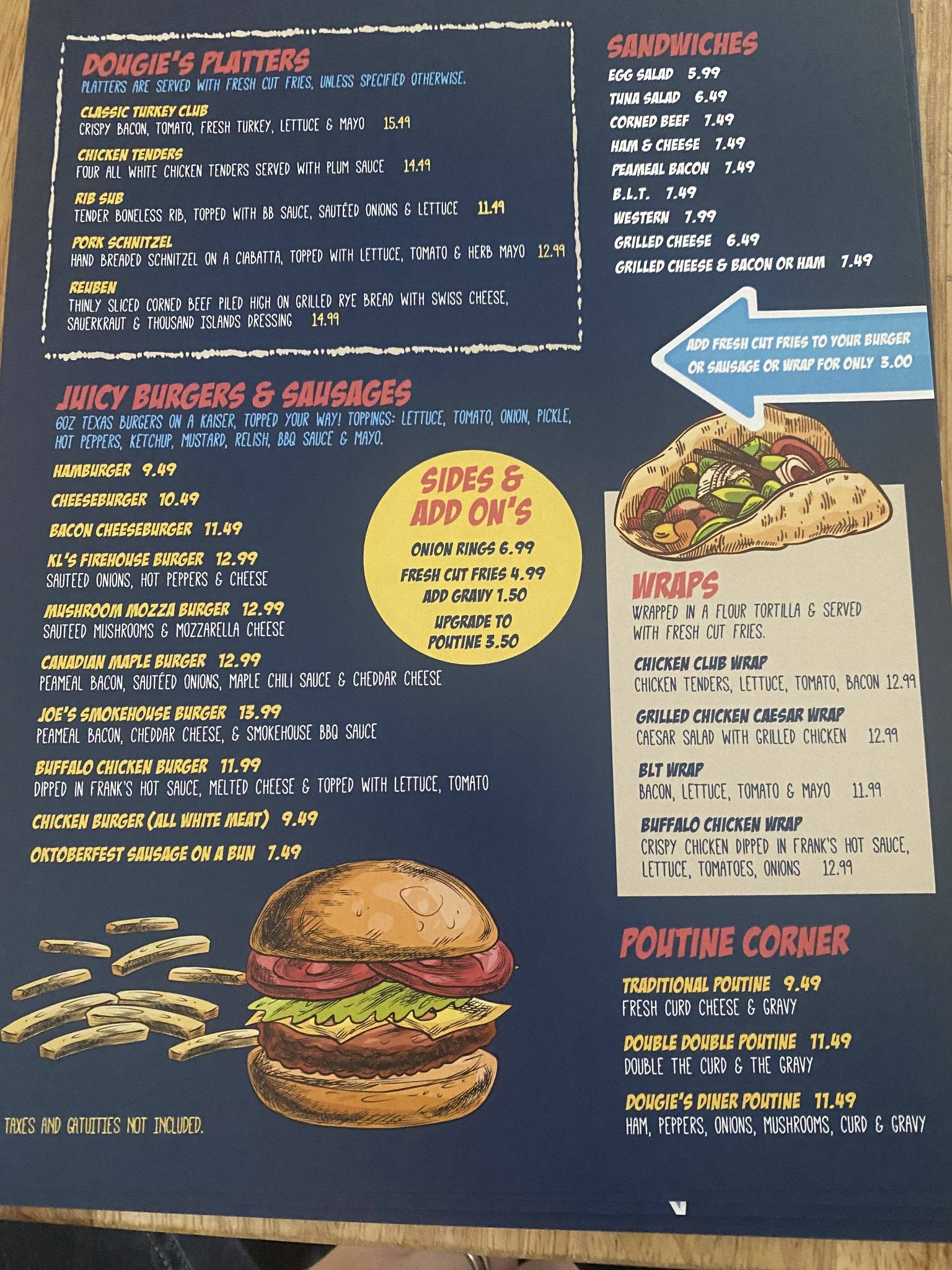 Menu at Dougie's Diner restaurant, Quinte West, 12 Carrying Place Rd