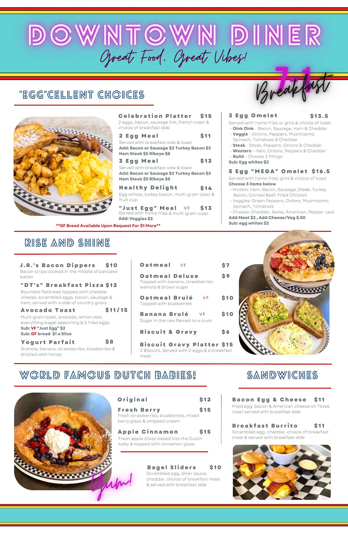Menu at Downtown Diner Celebration restaurant, Celebration