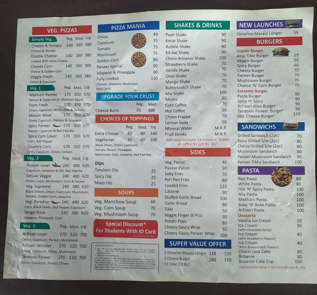 Menu at Dr. Deo'z Pizza & Cafe talwara, Old Talwara