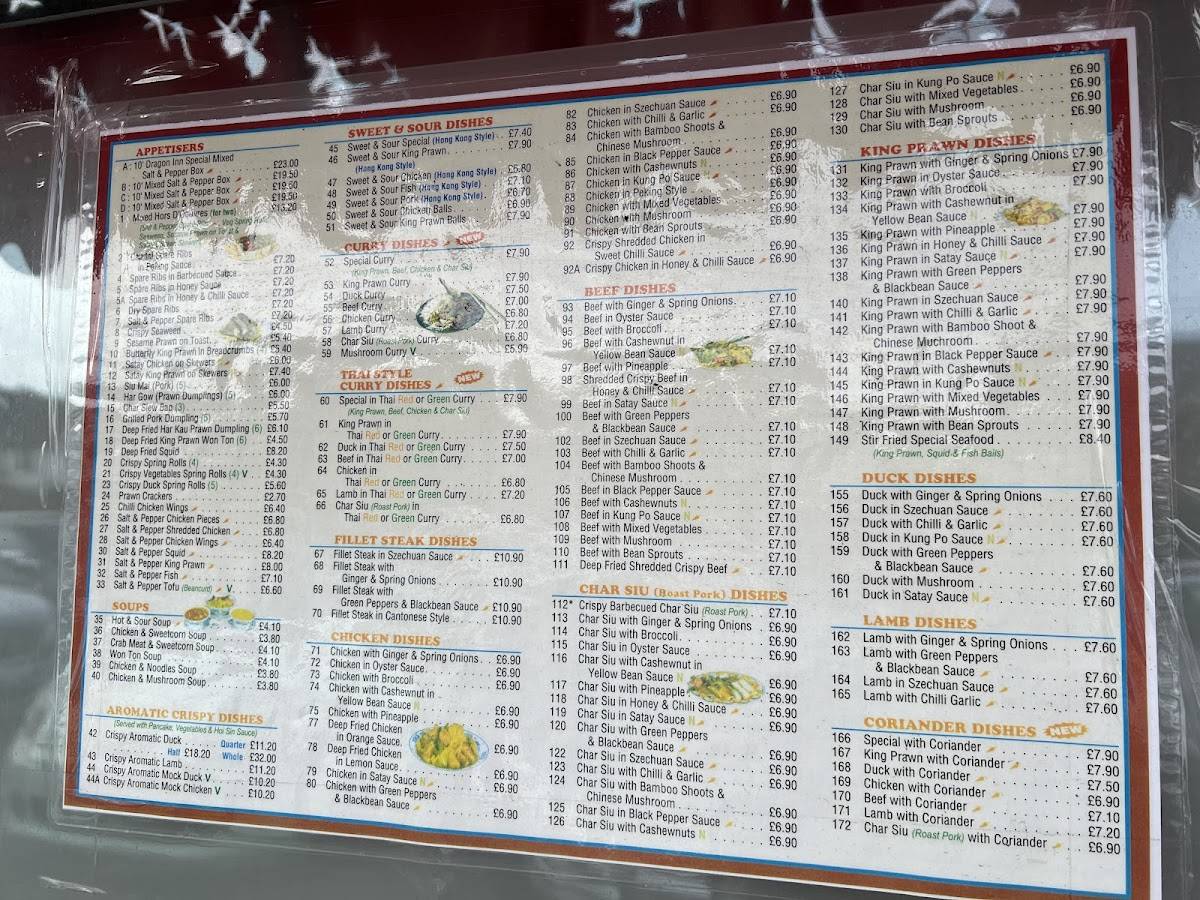 Menu at Dragon Inn Restaurant, Wokingham, 426 Reading Rd
