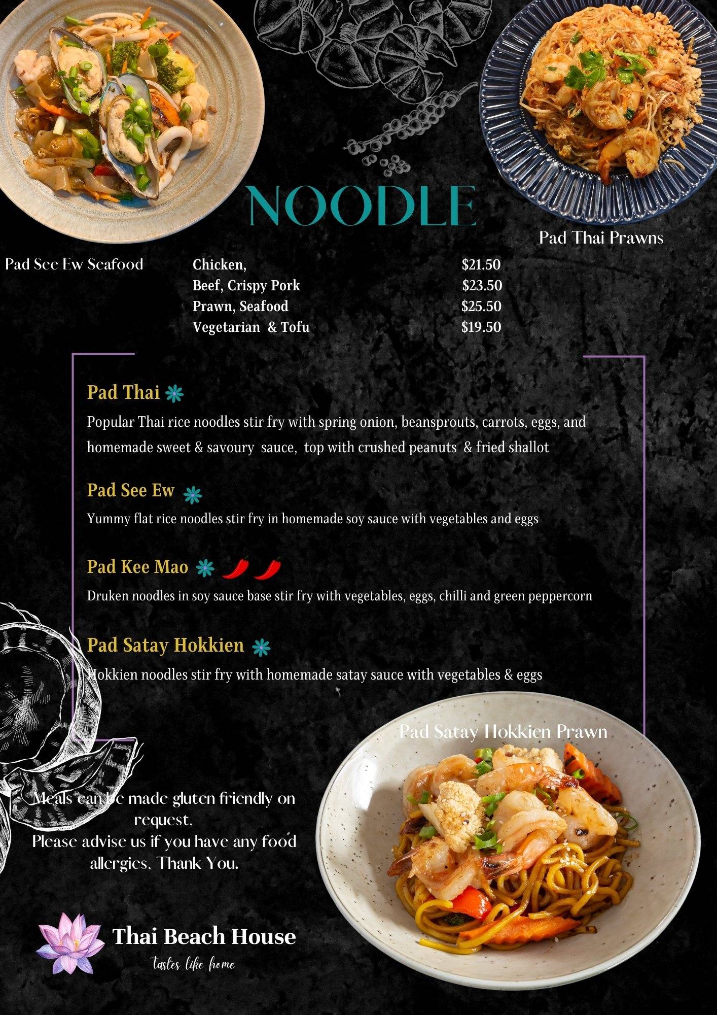 Menu at Thai Beach House restaurant, Dromana