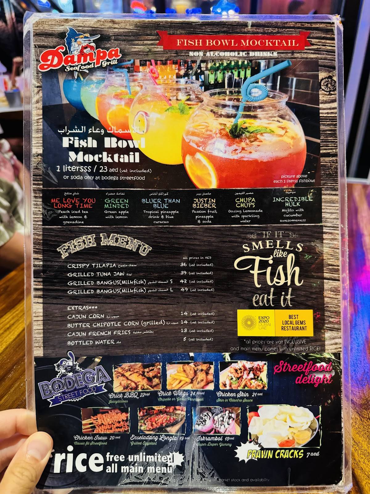 Menu at Dampa Seafood Grill - Dubai restaurant, Dubai, Baniyas Rd