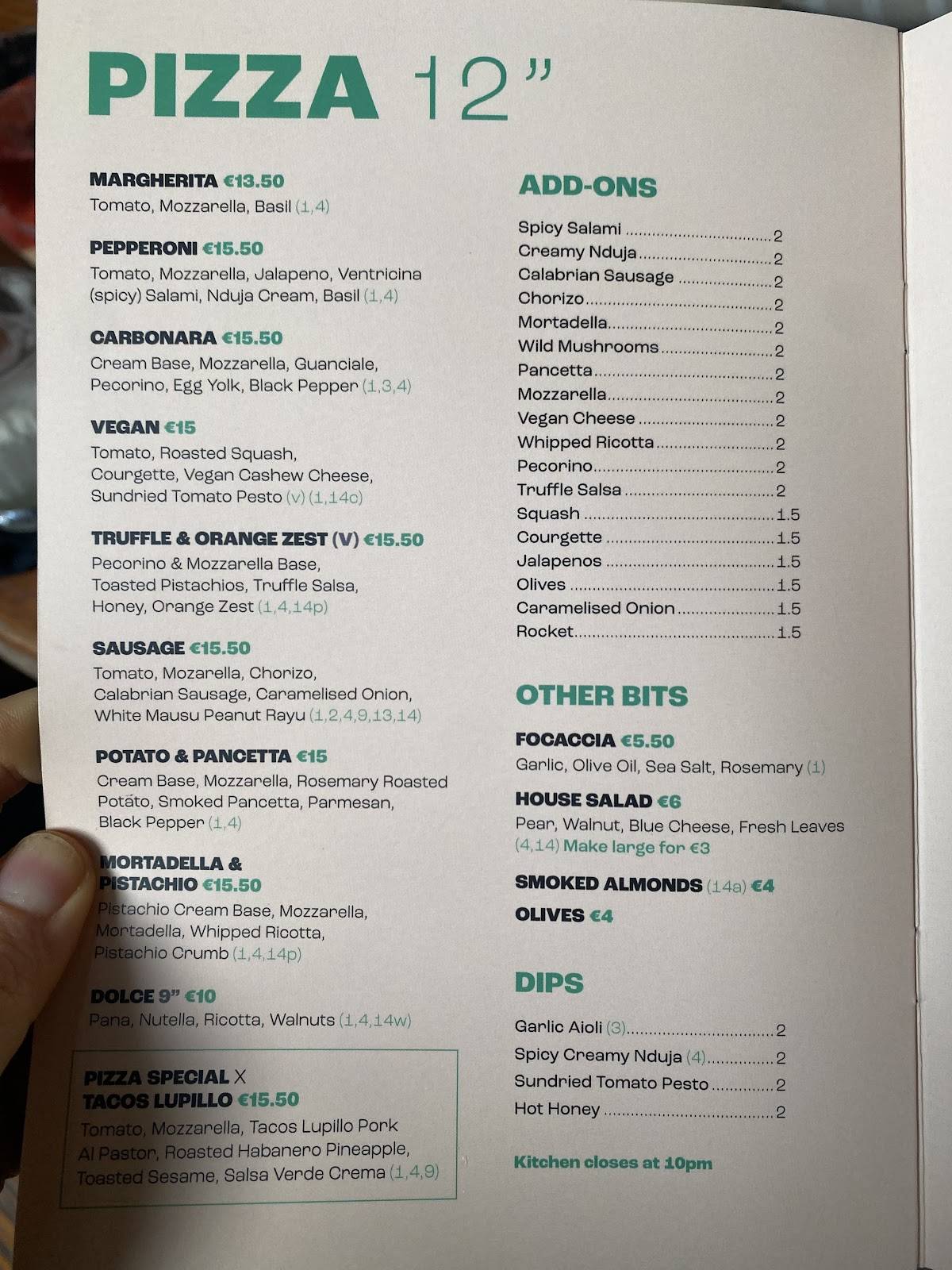 Menu at Bonobo, Smithfield pub & bar, Dublin