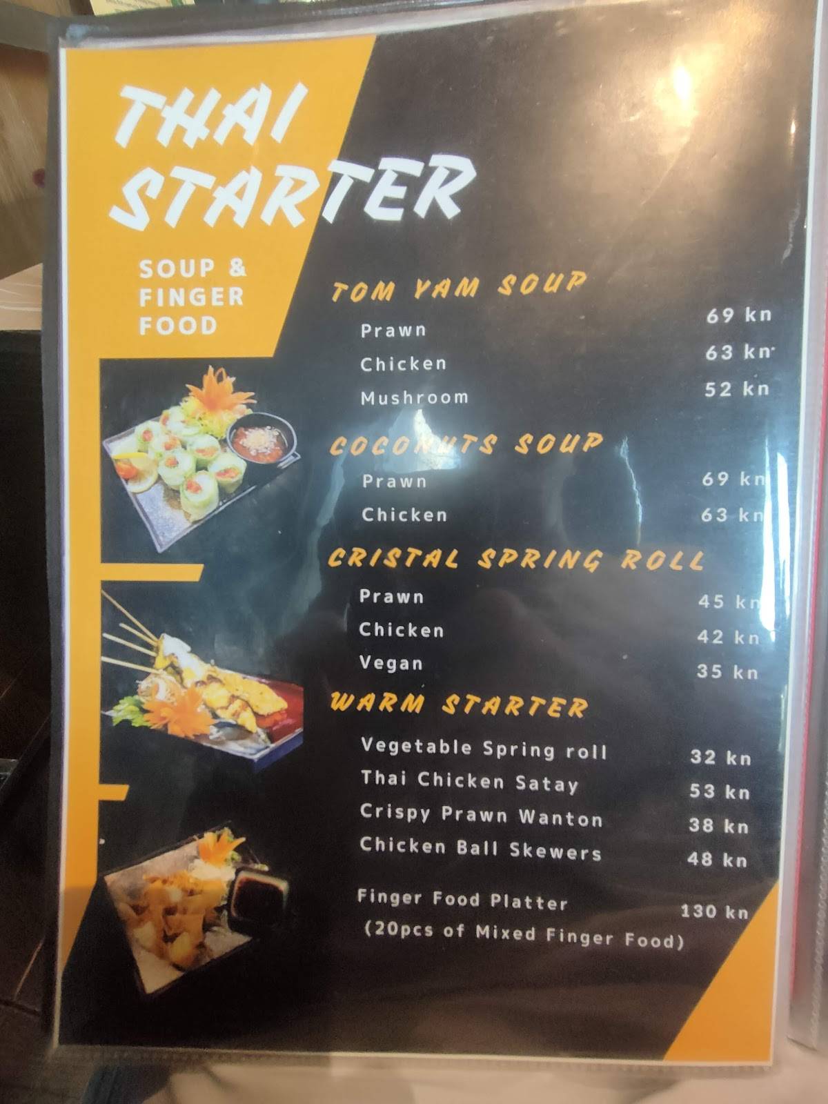 Menu at Trinity Oriental Fusion Lounge restaurant, Dubrovnik