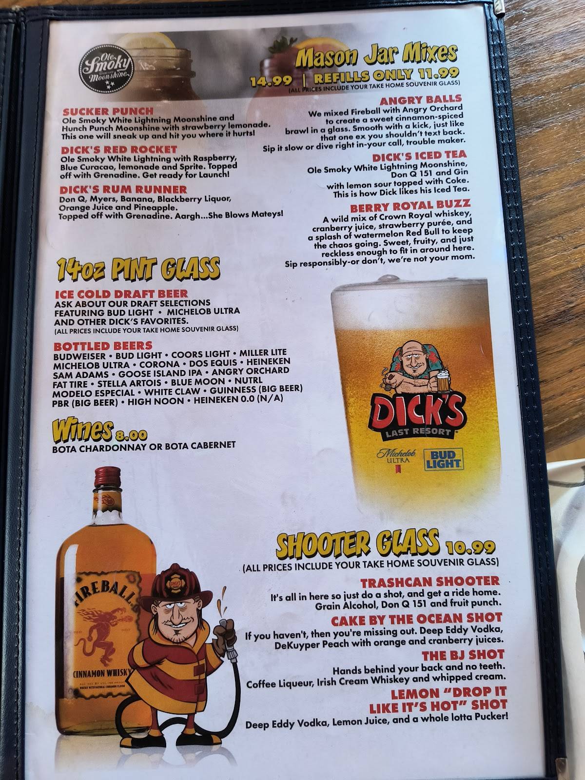 Menu at Dude's Daiquiris pub & bar, Gatlinburg