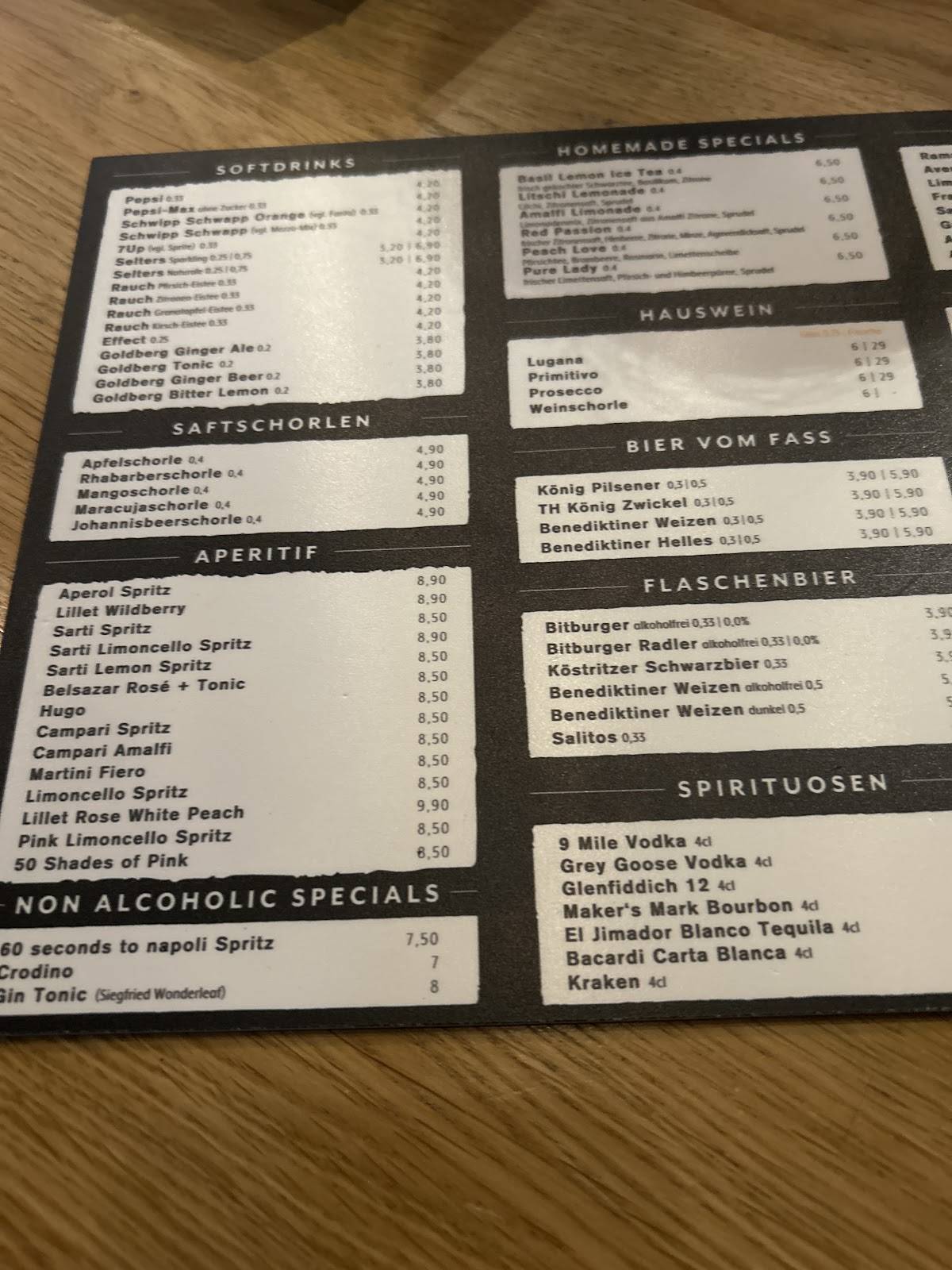 Menu au 60 seconds to napoli restaurant, Duisbourg