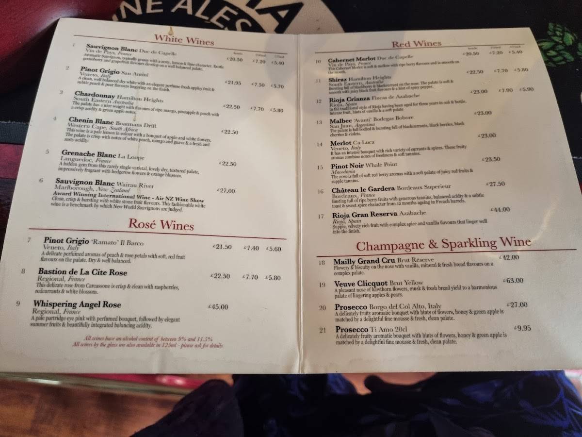 Menu at Dukes Head Inn pub & bar, Richmond