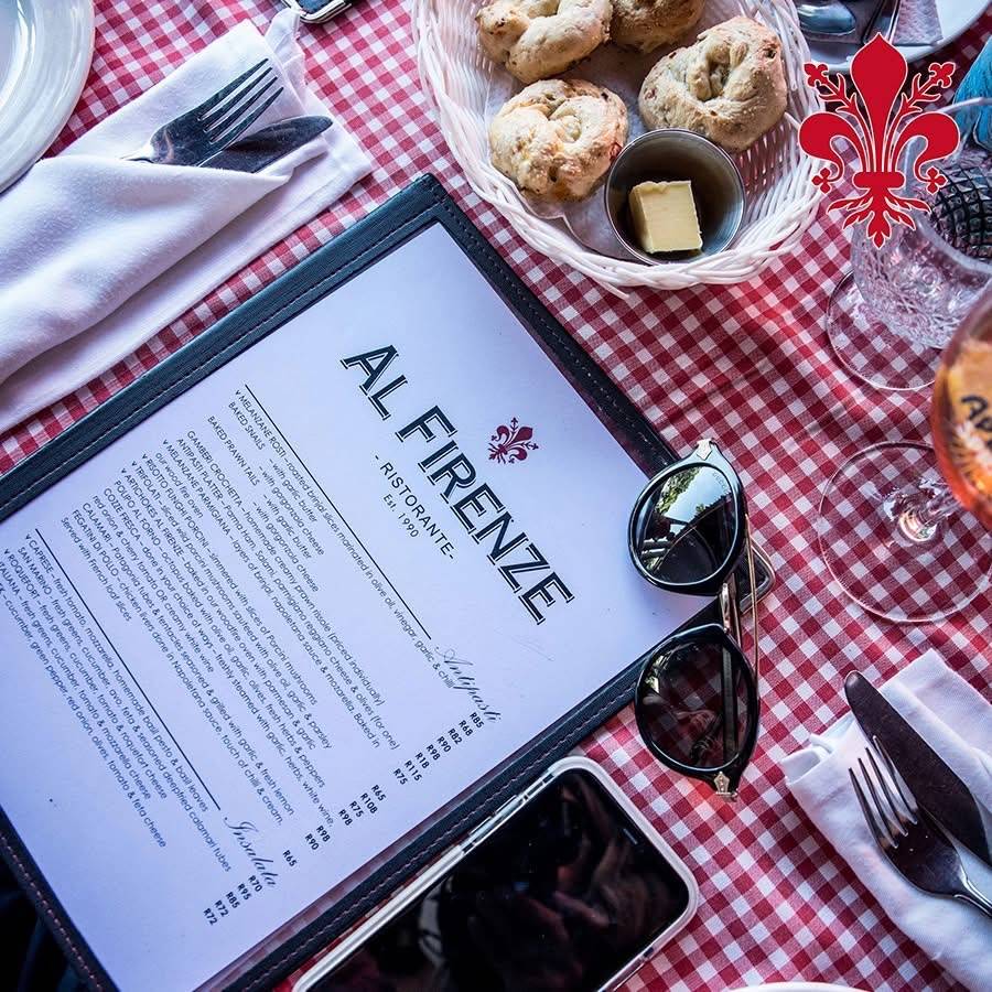 Menu at Al Firenze restaurant, Umhlanga