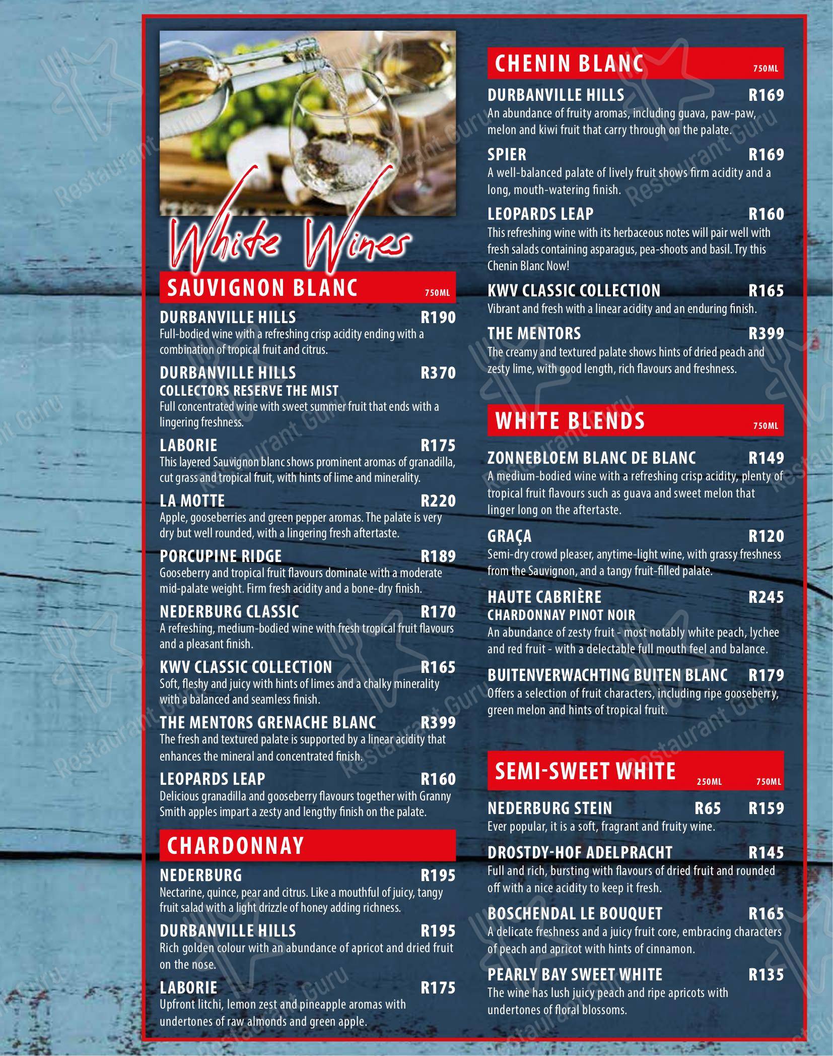 Menu at Lord Prawn Fish & Grill restaurant, Durban
