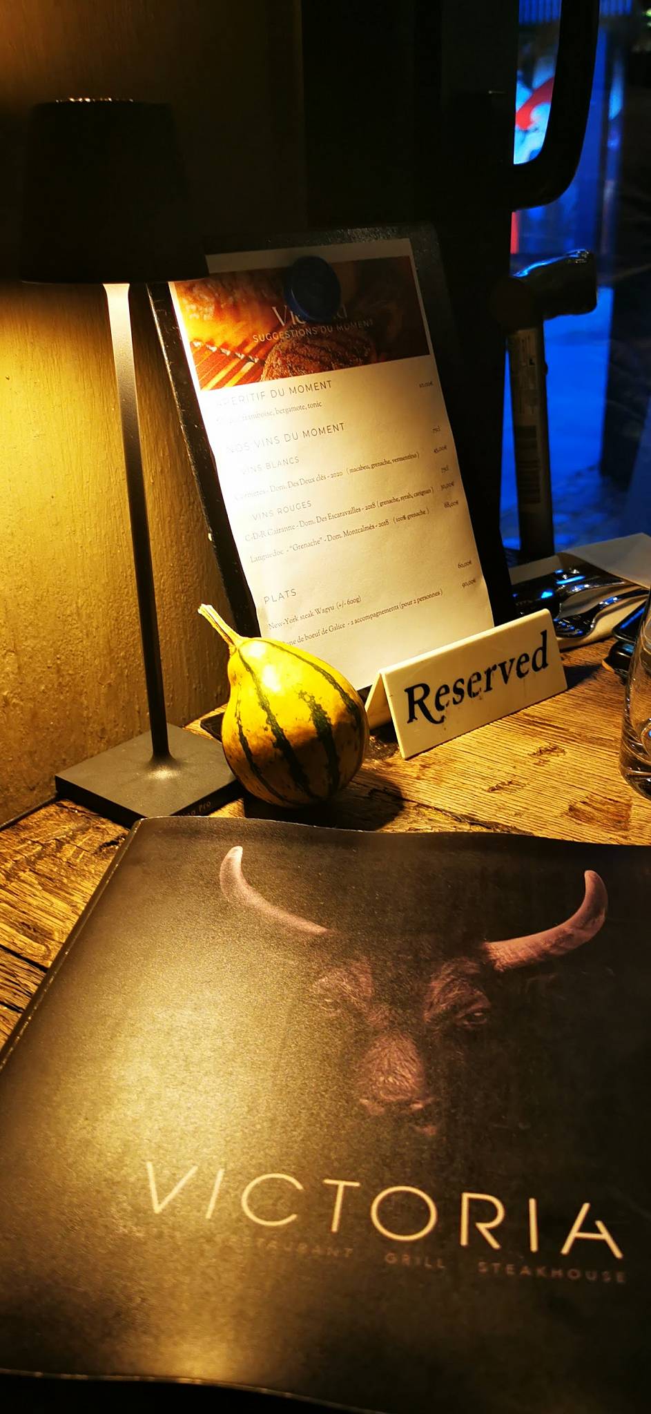 Menu au Victoria restaurant, Durbuy