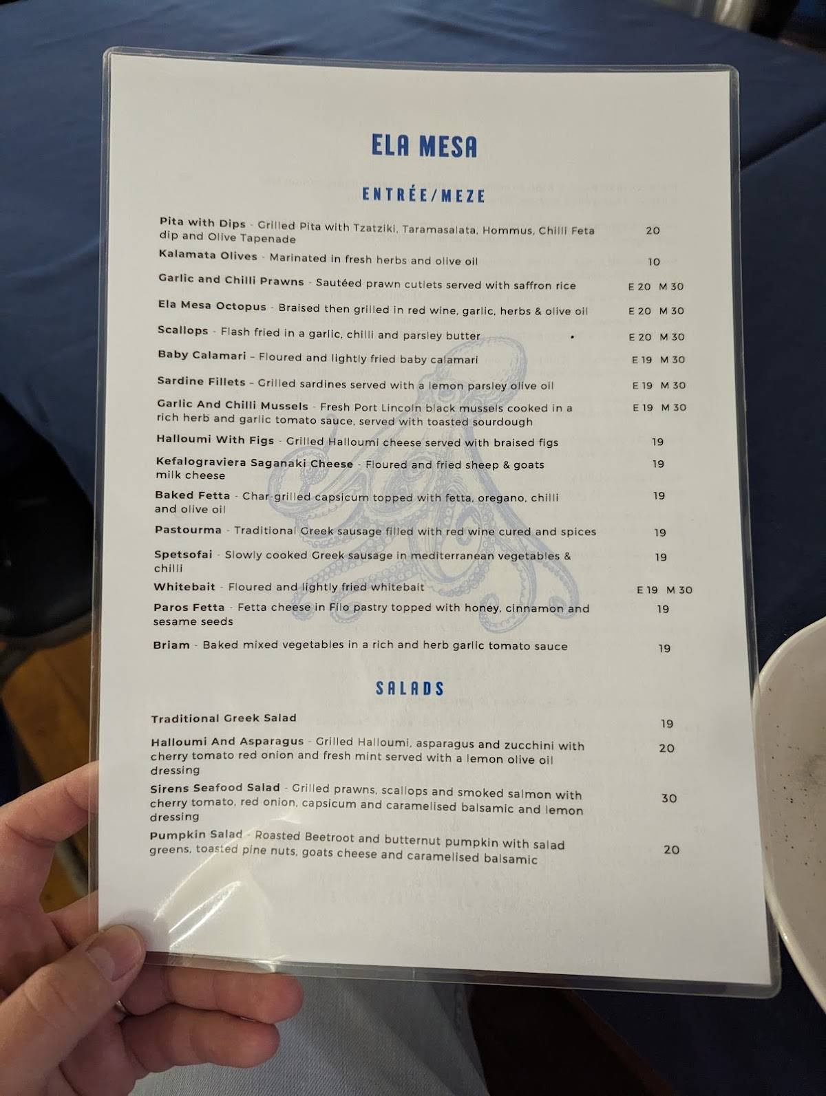 Menu at ELA MESA CAFE RESTAURANT, Woy Woy