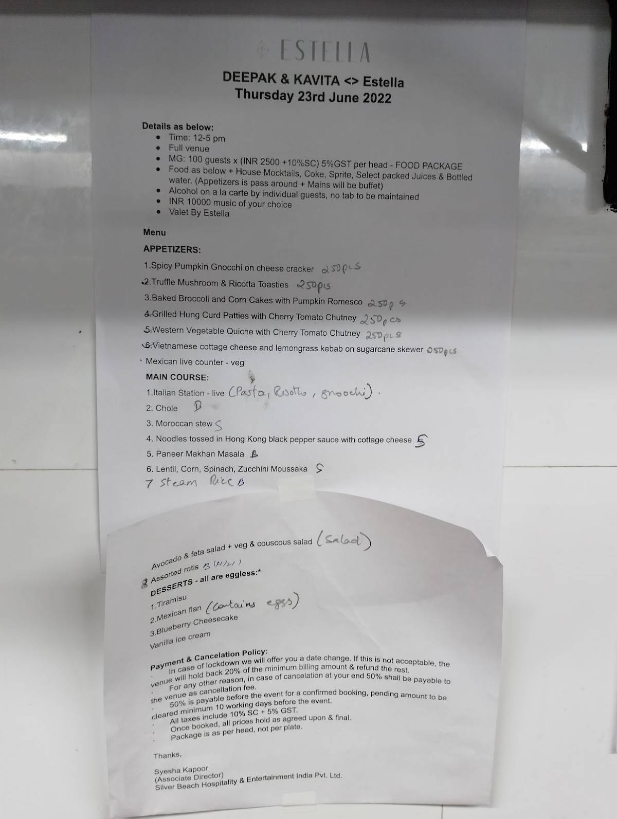 Menu at ESTELLA, Mumbai, Nichani Kuttir Building