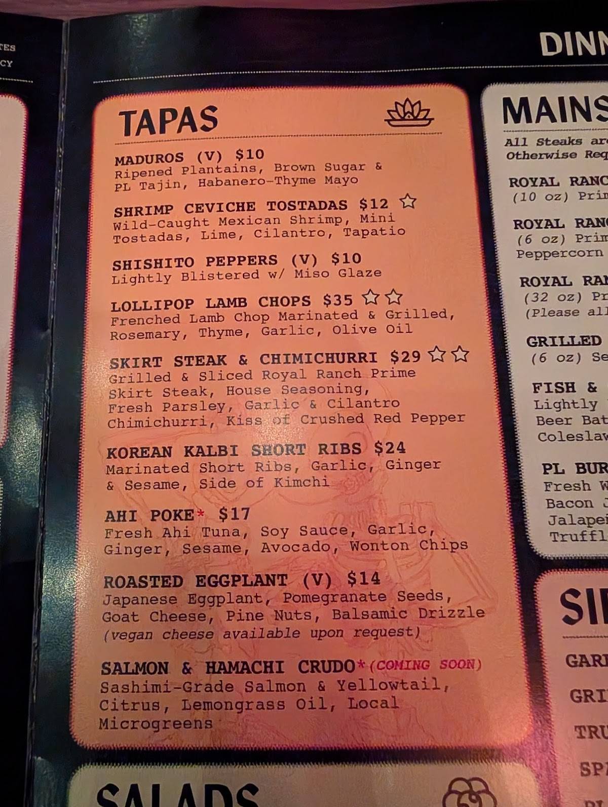 Menu at Pig Latin pub & bar, Eagle