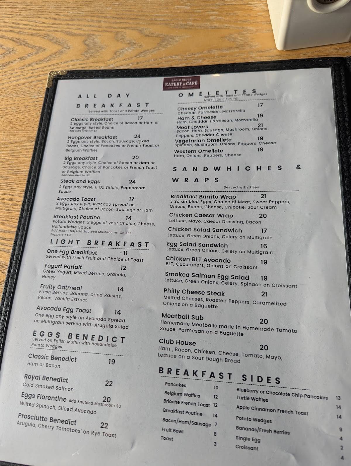 Menu at Eagle Ridge Eatery & Cafe, Fort McMurray