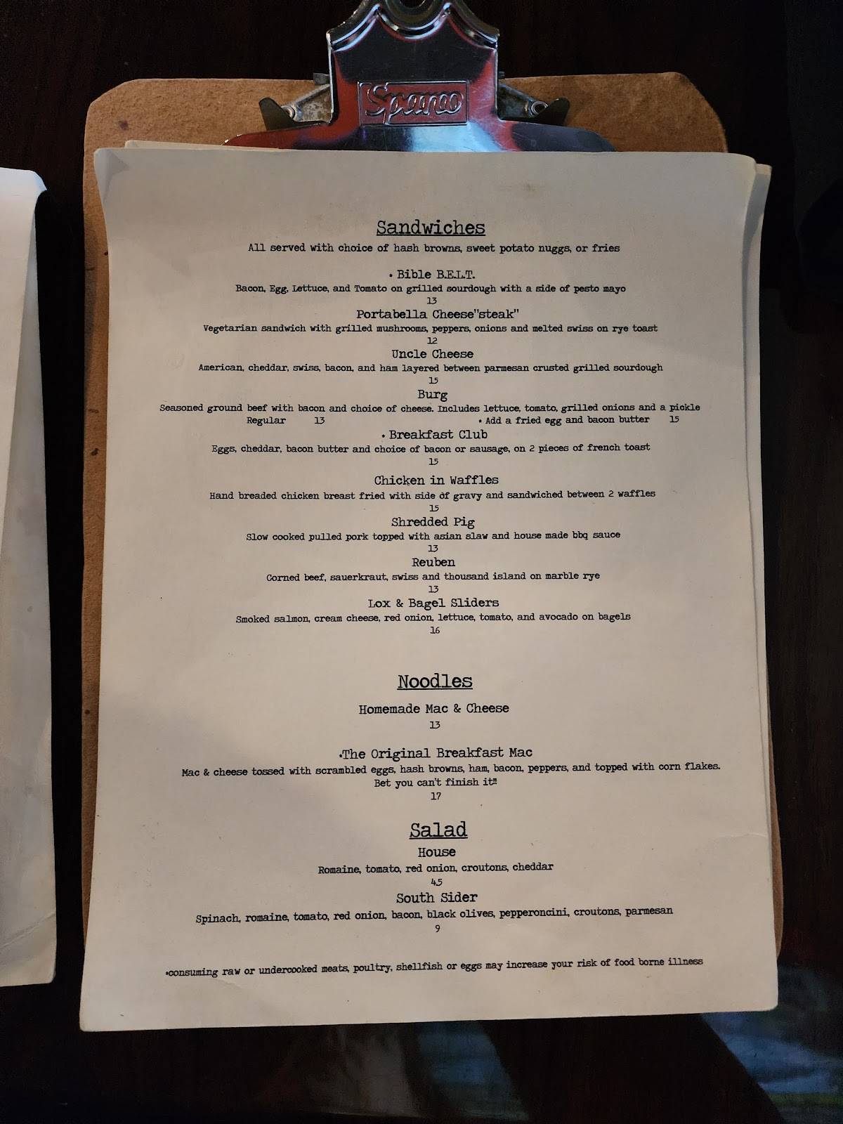 Menu at Early Bird Breakfast Pub, Springfield