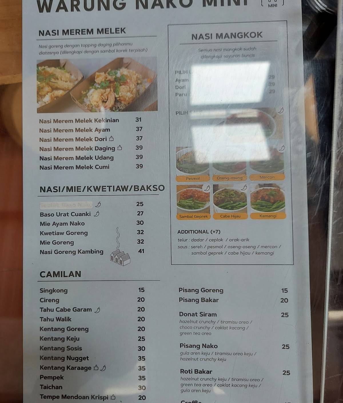 Menu at Kopi Nako Kalisari, East Jakarta