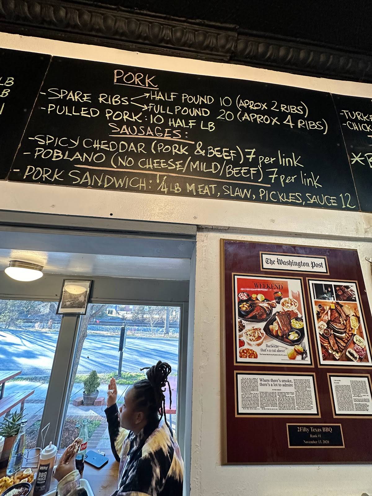 Menu at 2Fifty Texas BBQ, Riverdale Park