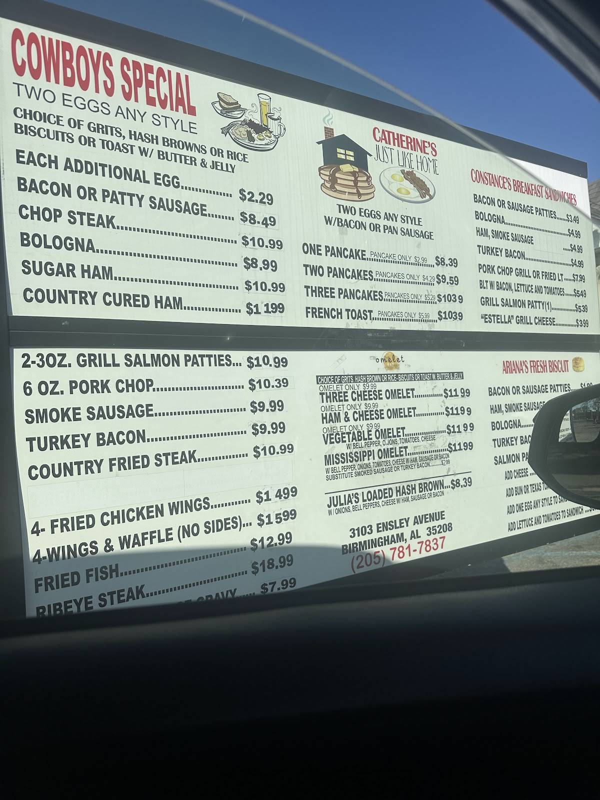 Menu at East of the Mississippi Diner restaurant, Birmingham, Ensley 5 ...