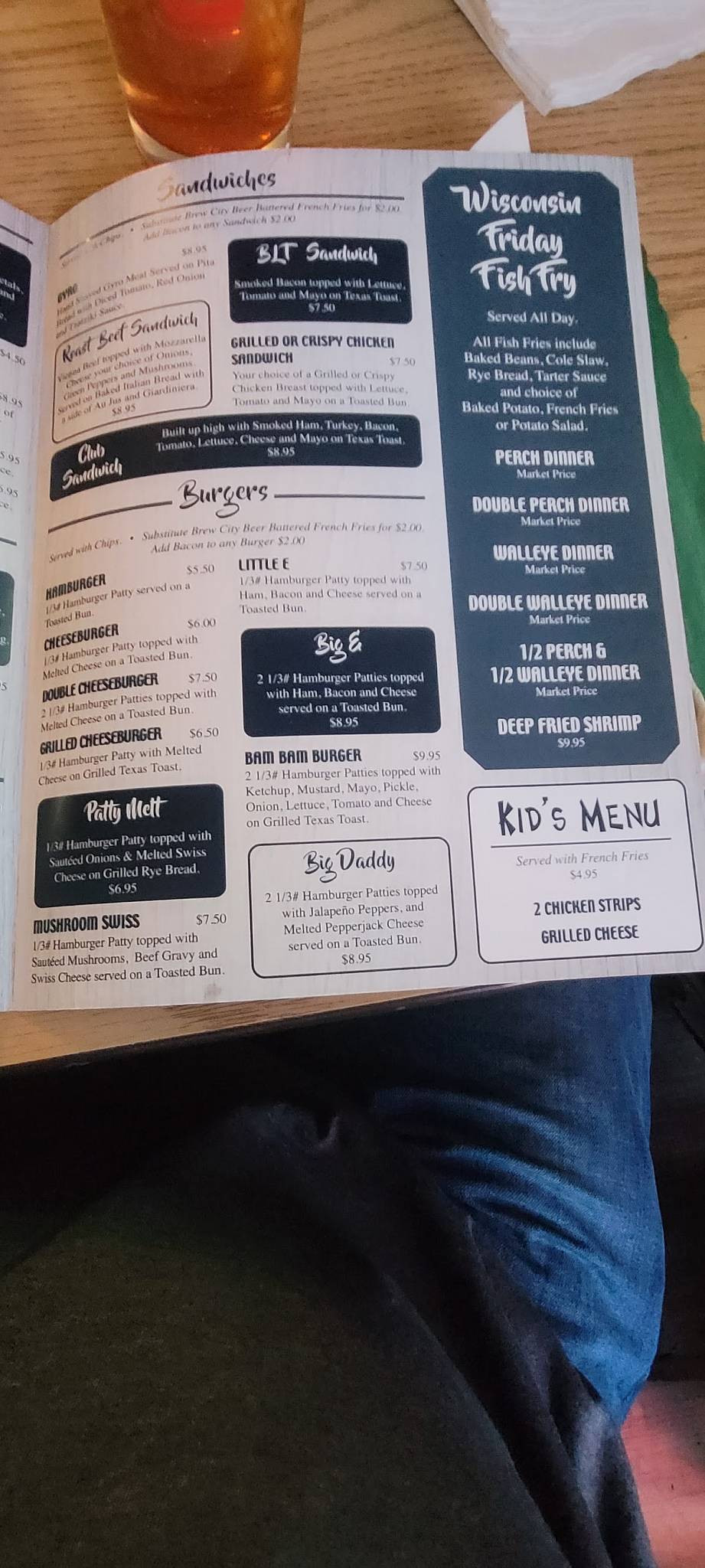 Menu at Eastside Bar & Grill, Marinette