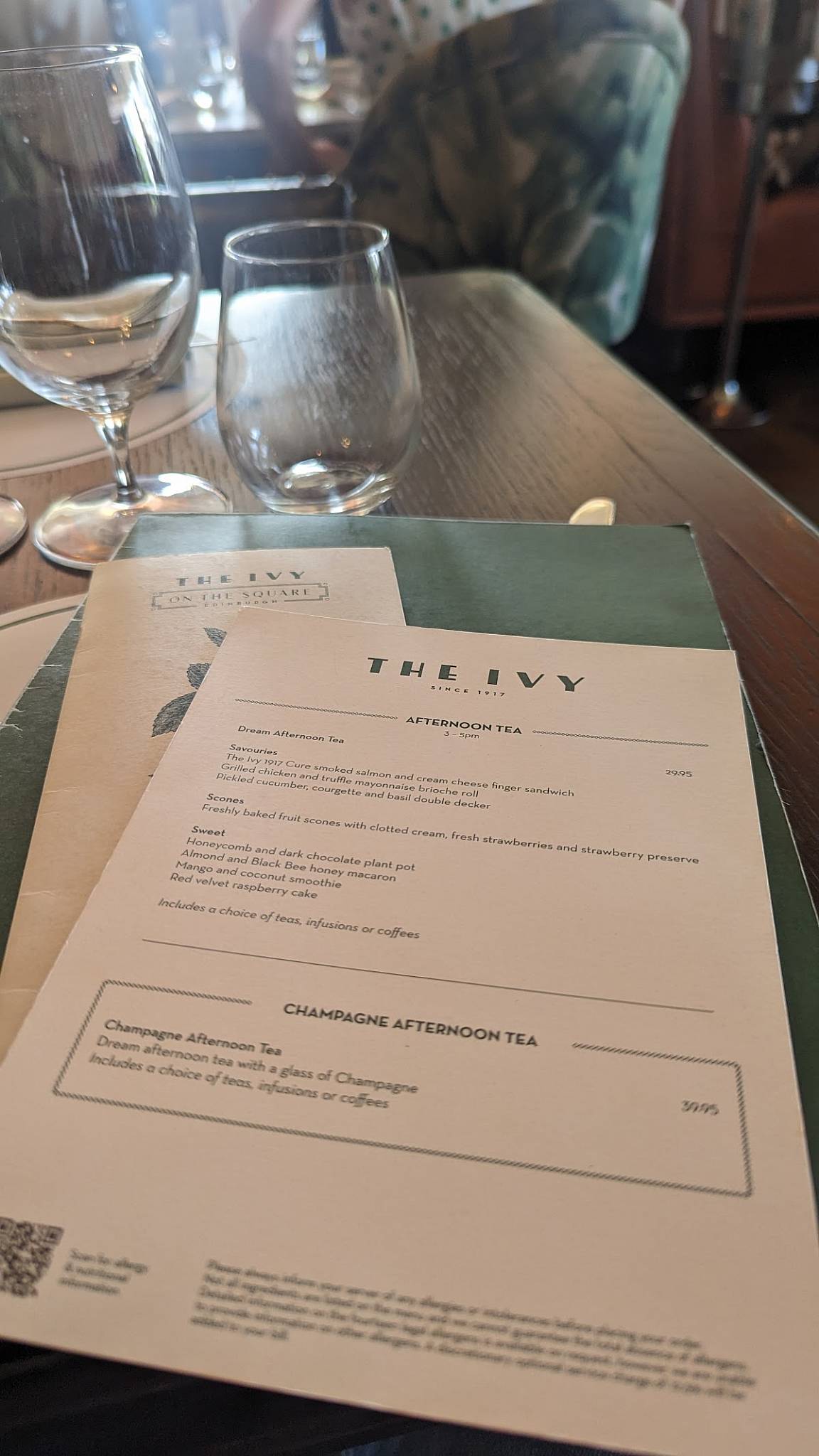 Menu at The Ivy On The Square Edinburgh pub & bar, Edinburgh