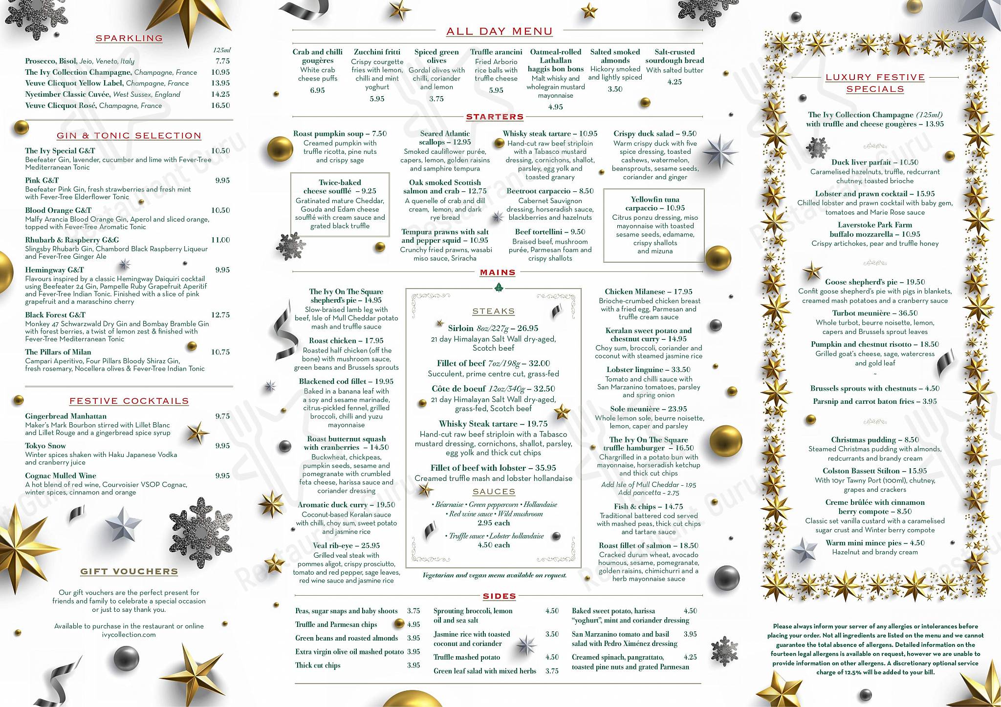 Menu at The Ivy On The Square Edinburgh pub & bar, Edinburgh
