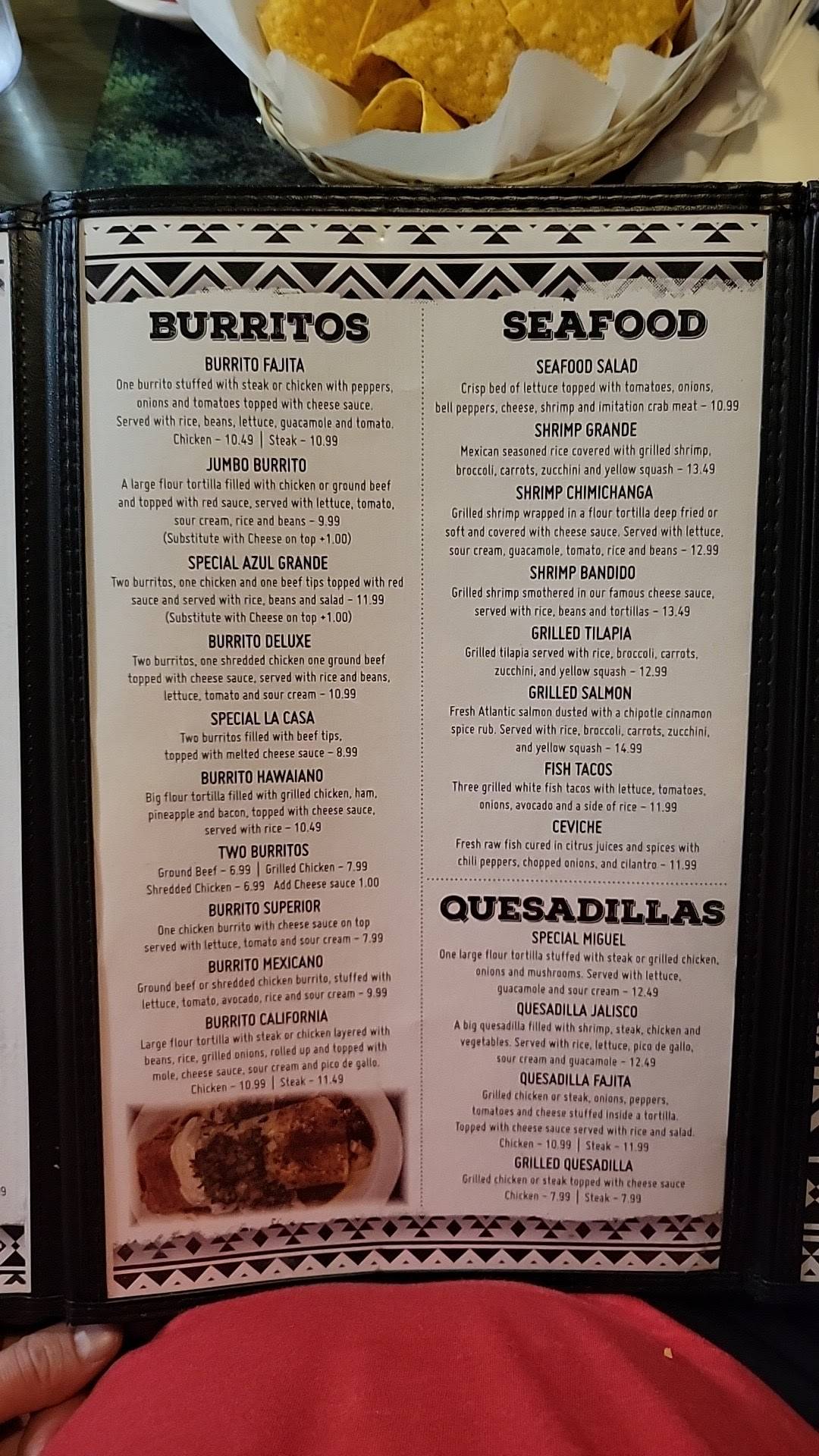 Menu at El Azul Grande Inc restaurant, Pikeville, 190 S Mayo Trail