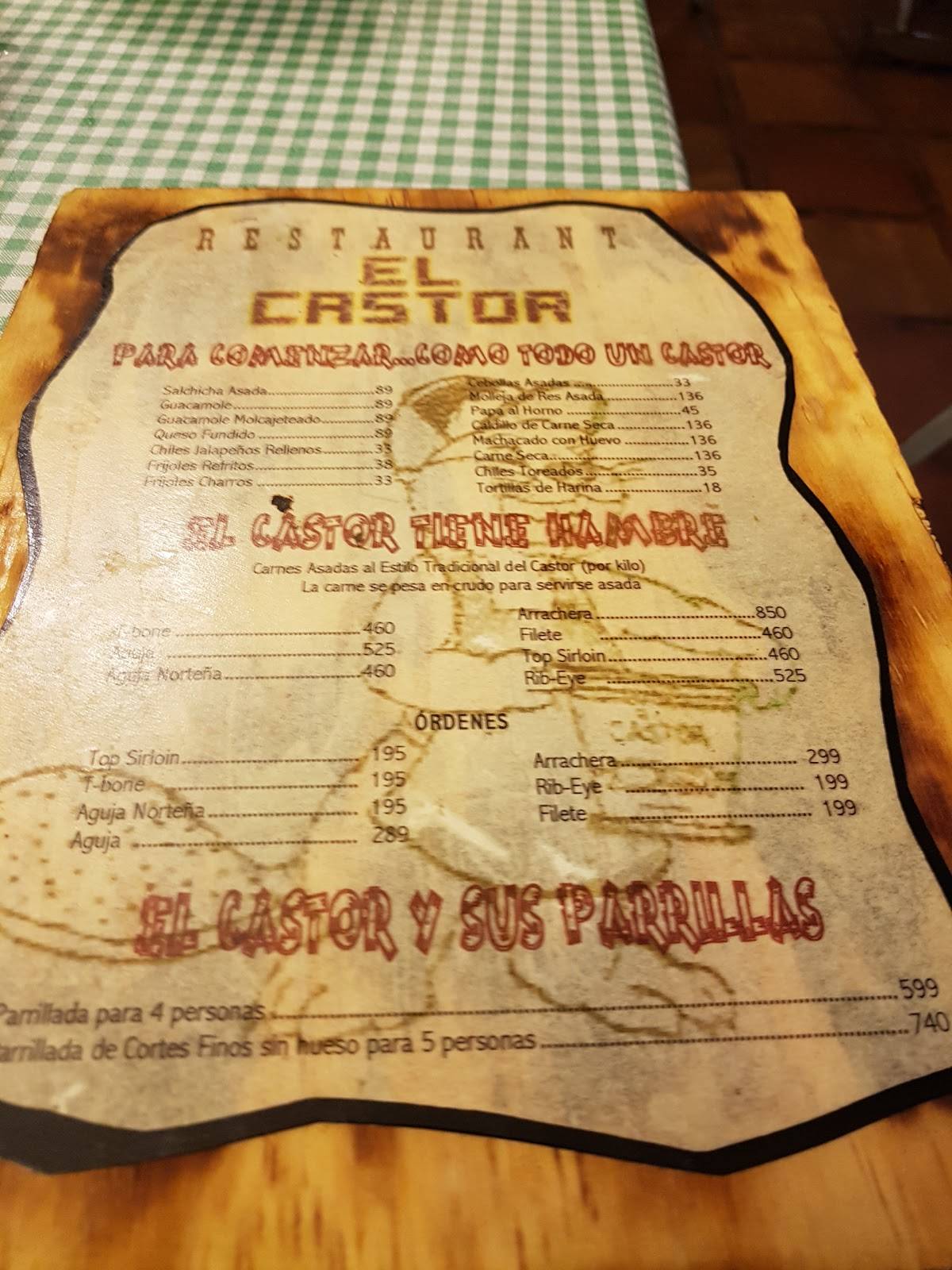 Carta del restaurante El Castor, Monterrey, Blvd. Rogelio Cantú Gomez #1000