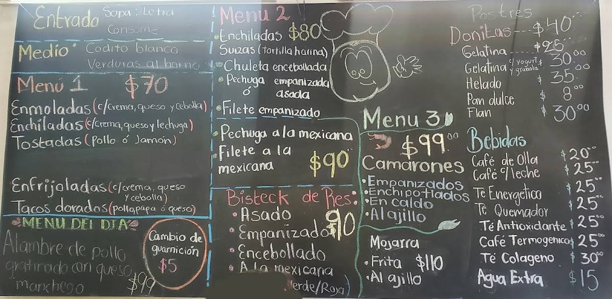 Carta del restaurante El Chayote, Orizaba