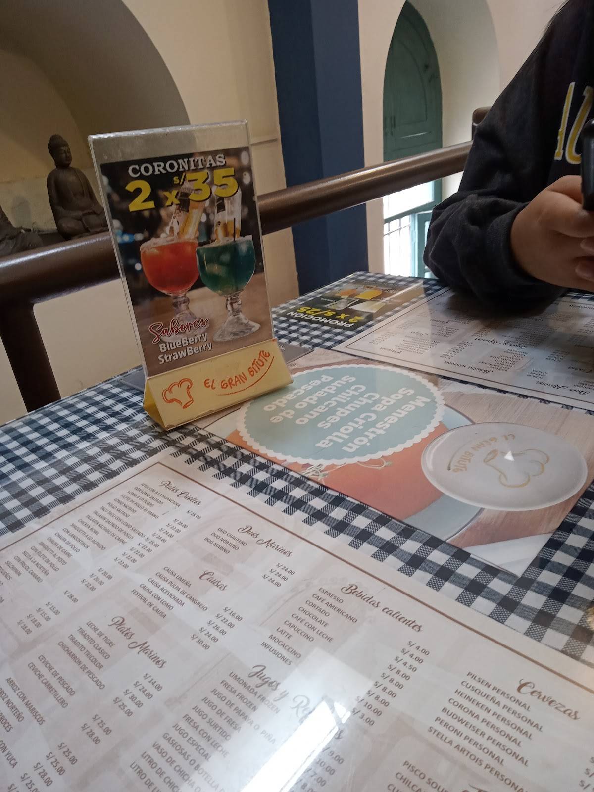 Carta del restaurante El Gran Bitute, Lima