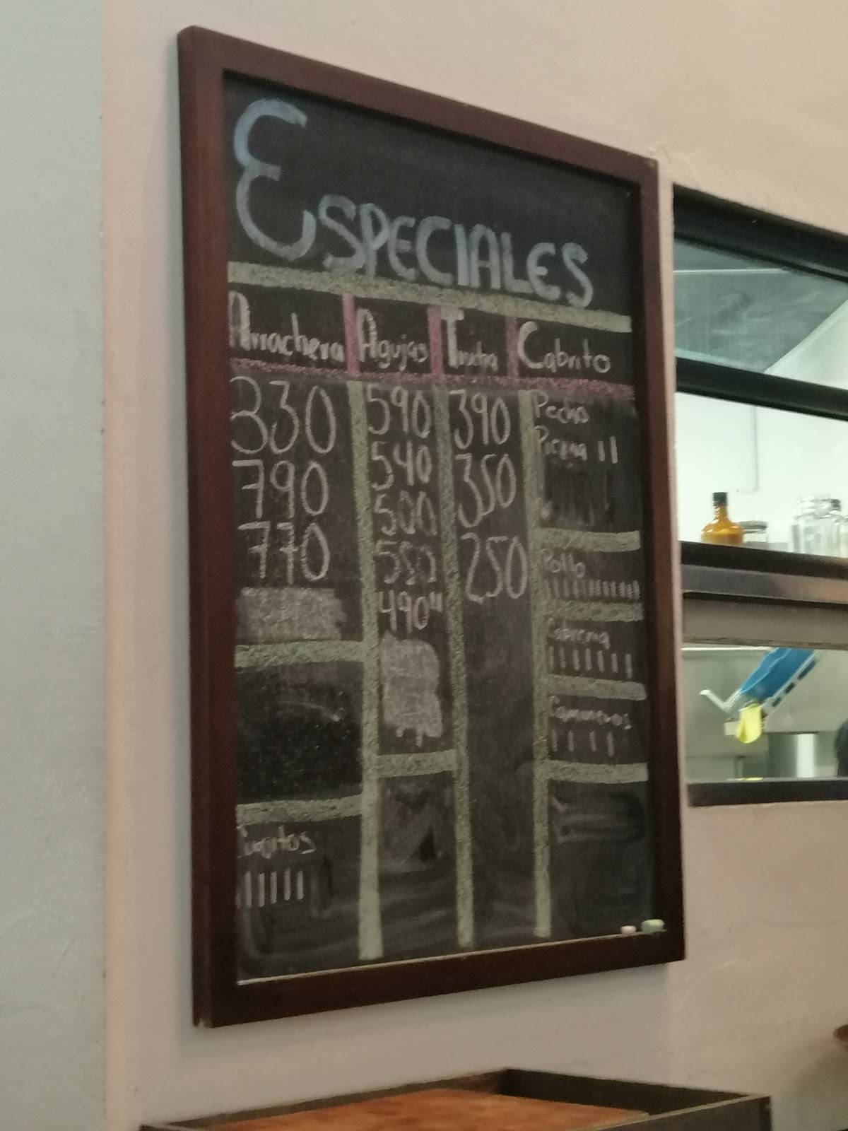 Carta del restaurante El Jonuco, Apodaca