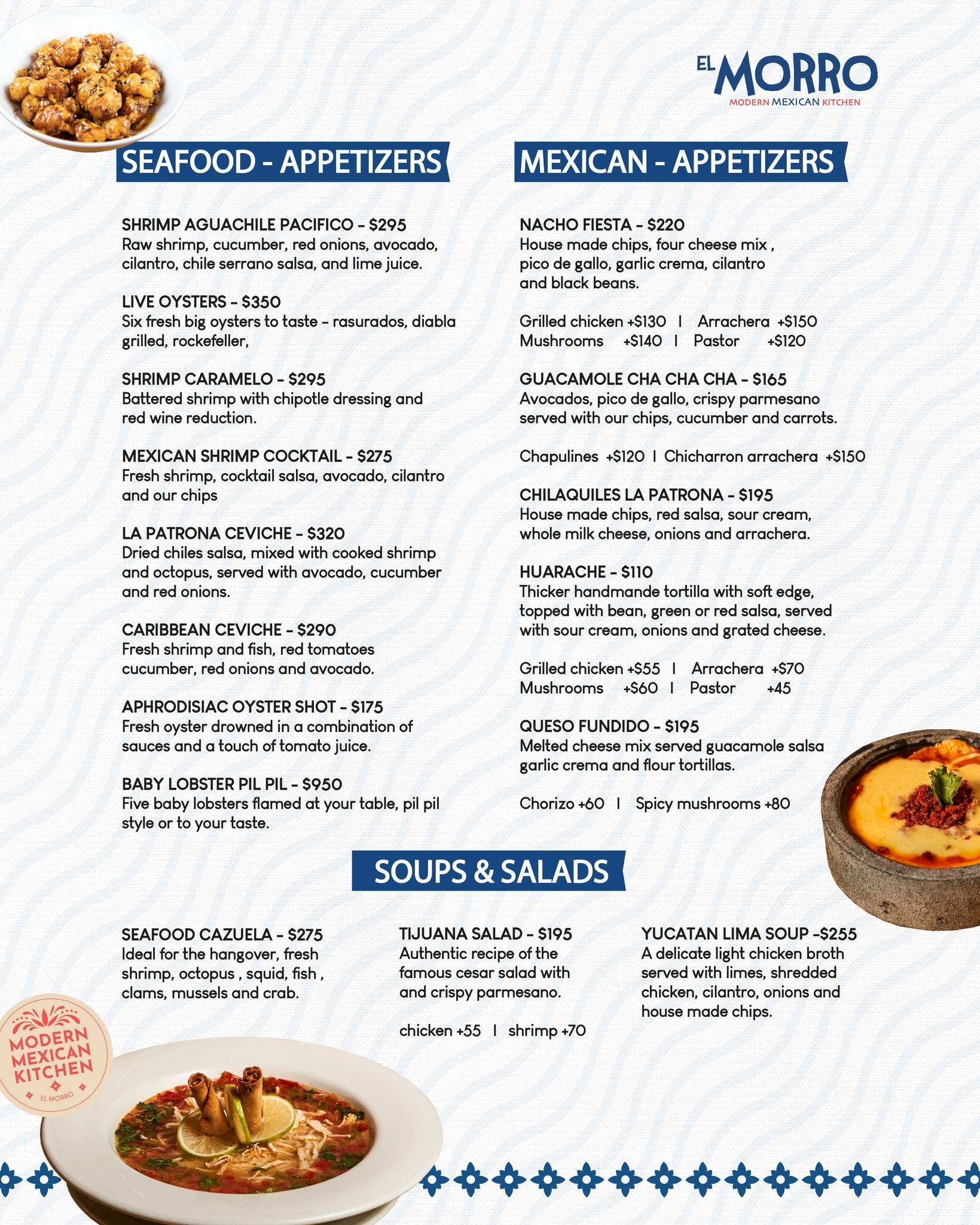Carta del pub y bar El Morro Modern Mexican Kitchen, Cancún, Plaza ...